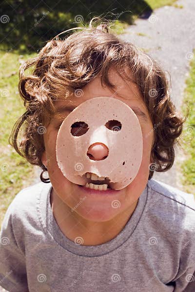 Boy with Luncheon Meat on Face Stock Photo - Image of meat, playing ...
