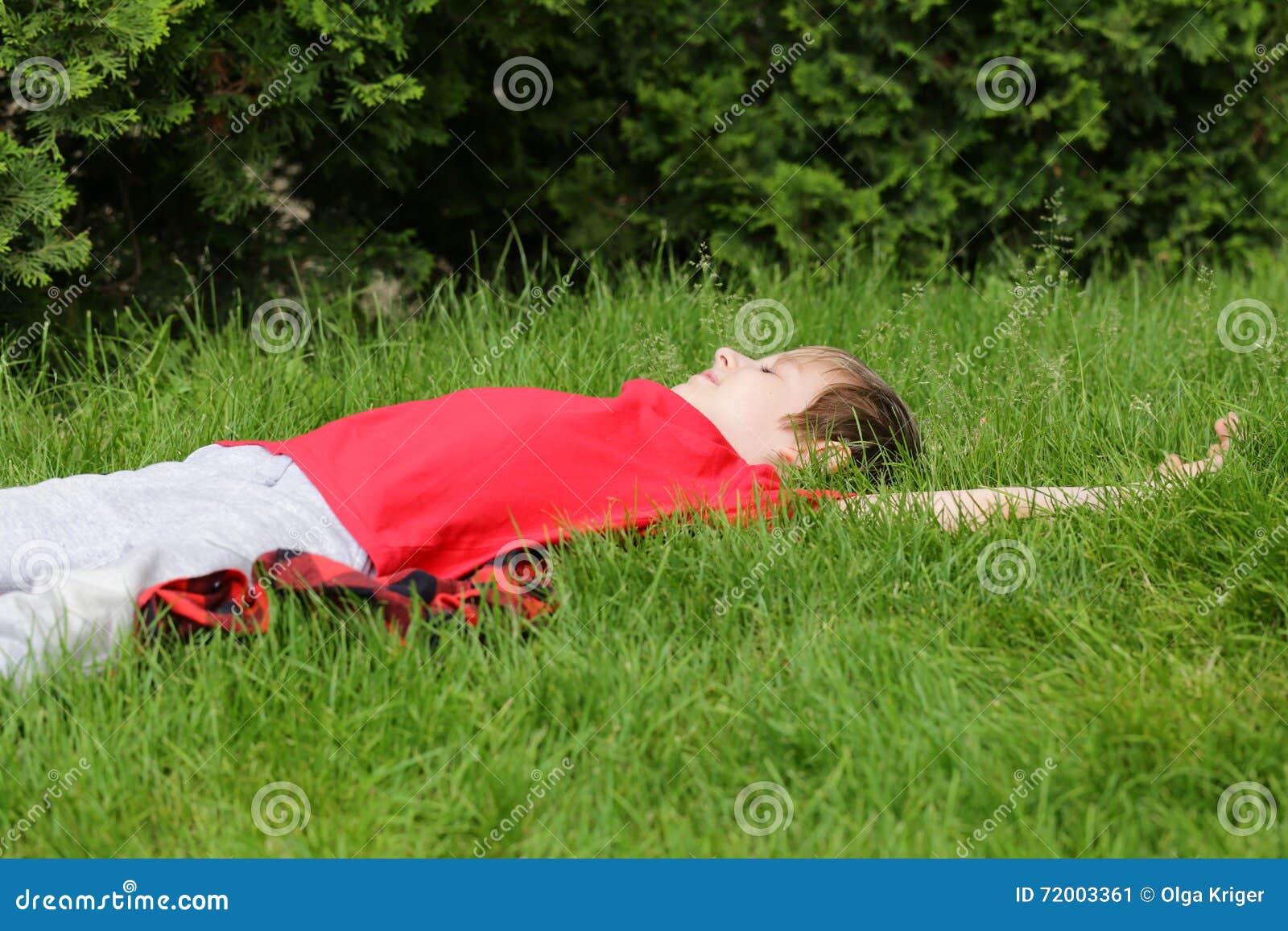 Boy is Lying on Green Grass Stock Image - Image of nature, young: 72003361