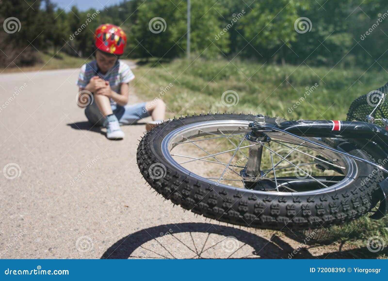 Boy is Lying Hurt after a Bicycle Accident Stock Photo - Image of ...