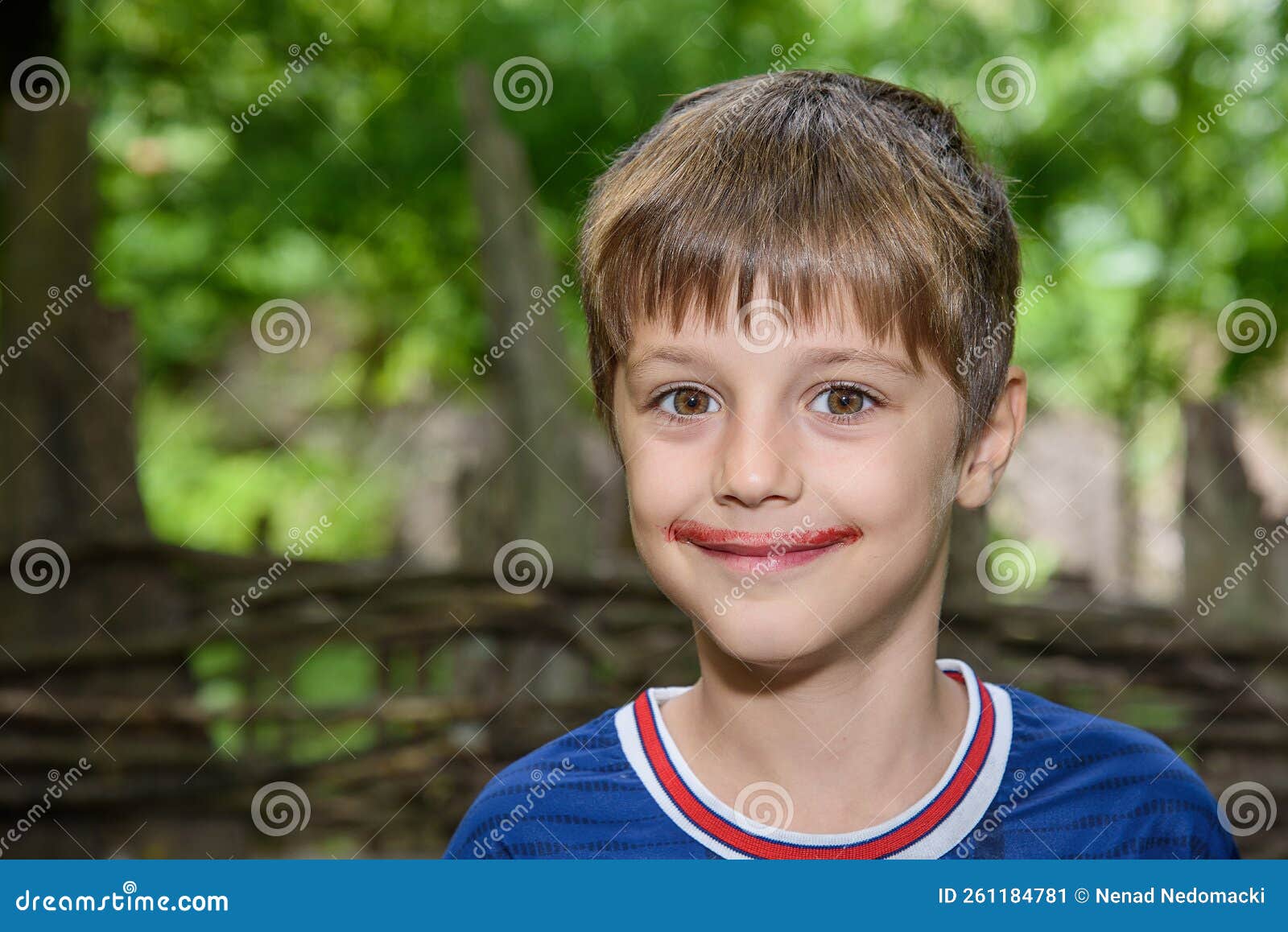 The Boy Made a Mustache Out of Juice Stock Image - Image of handsome ...