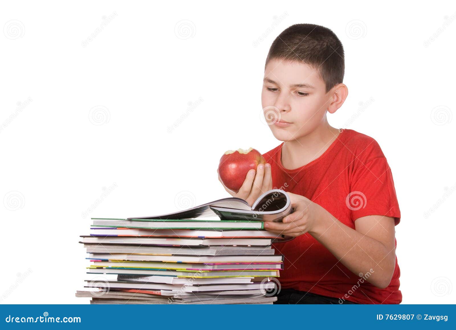 Boy with magazines stock image. Image of news, publication - 7629807
