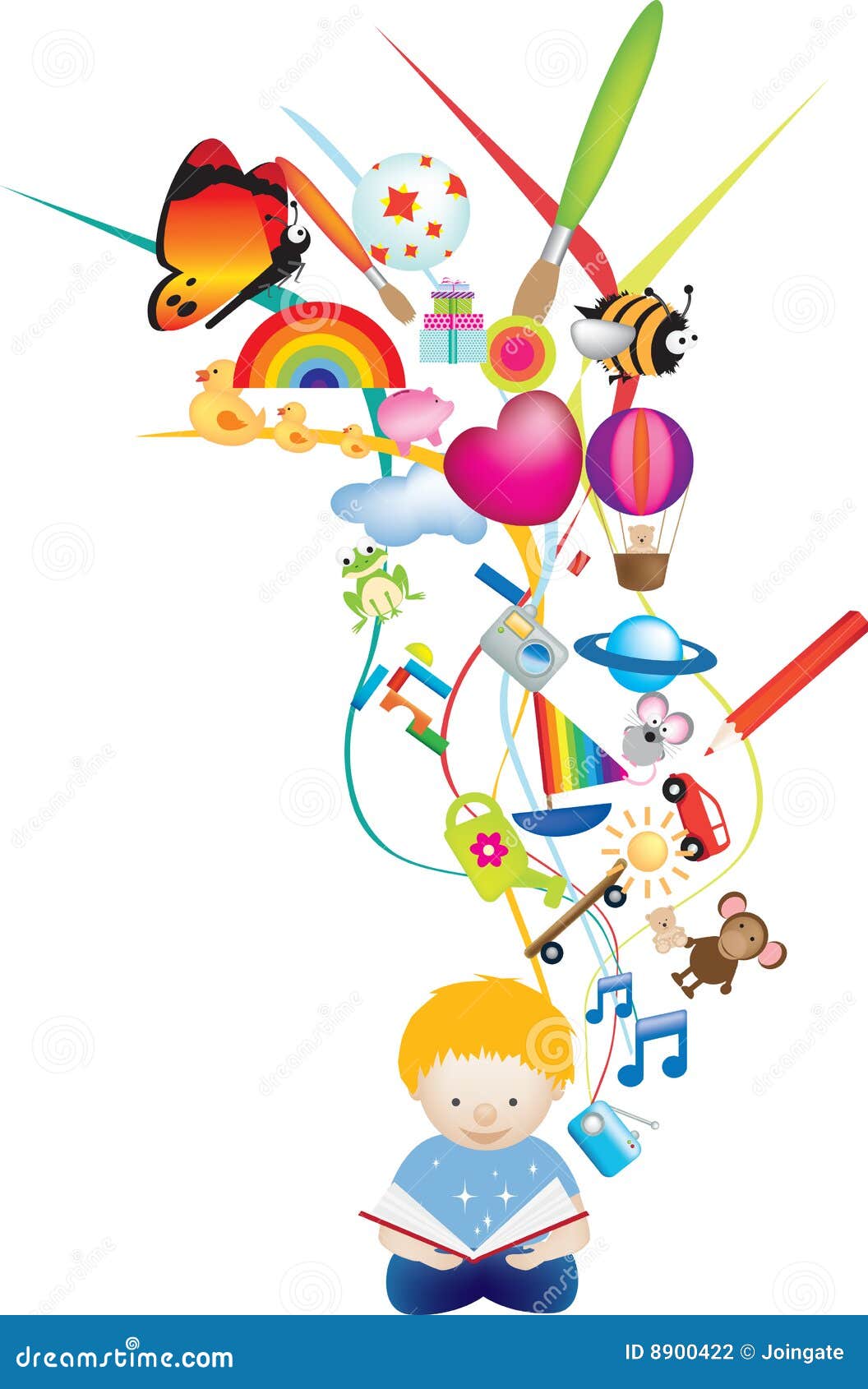 Boy magic reading isolated stock vector. Illustration of motivate - 8900422