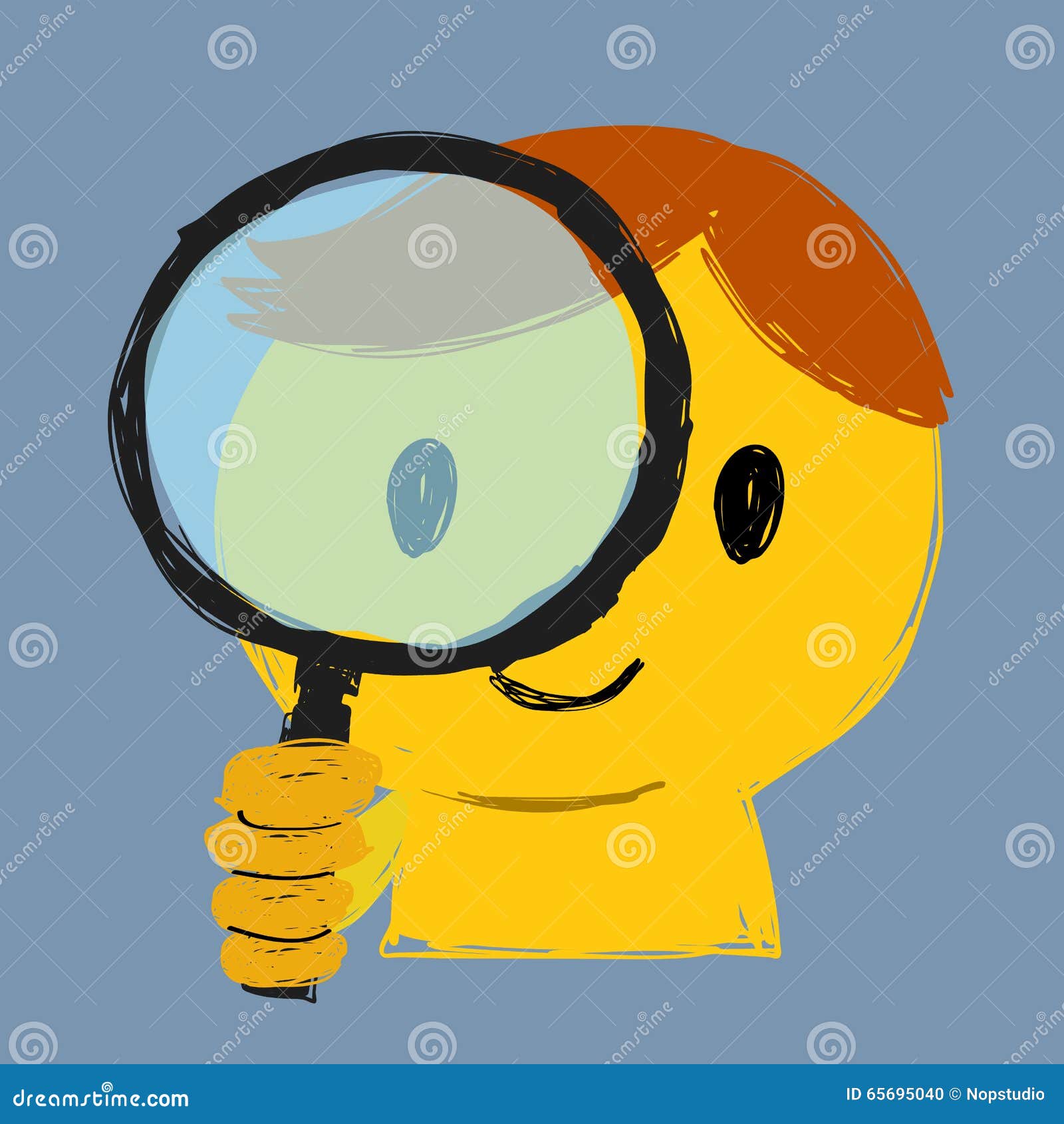 Boy and magnifier stock vector. Illustration of kids - 65695040