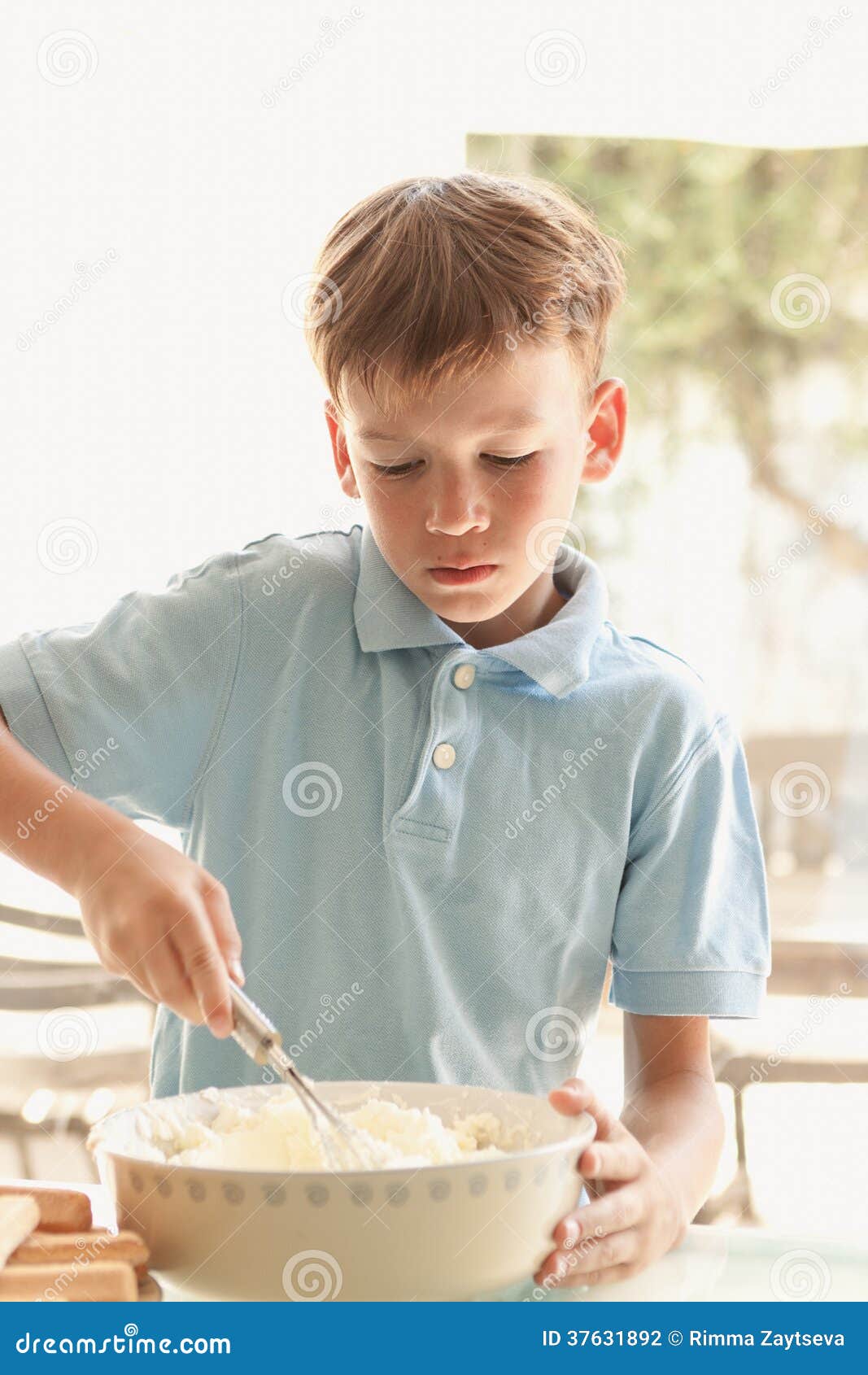 Boy Makes a Cake in Kitchen Stock Photo - Image of tiramisu, mascarpone ...