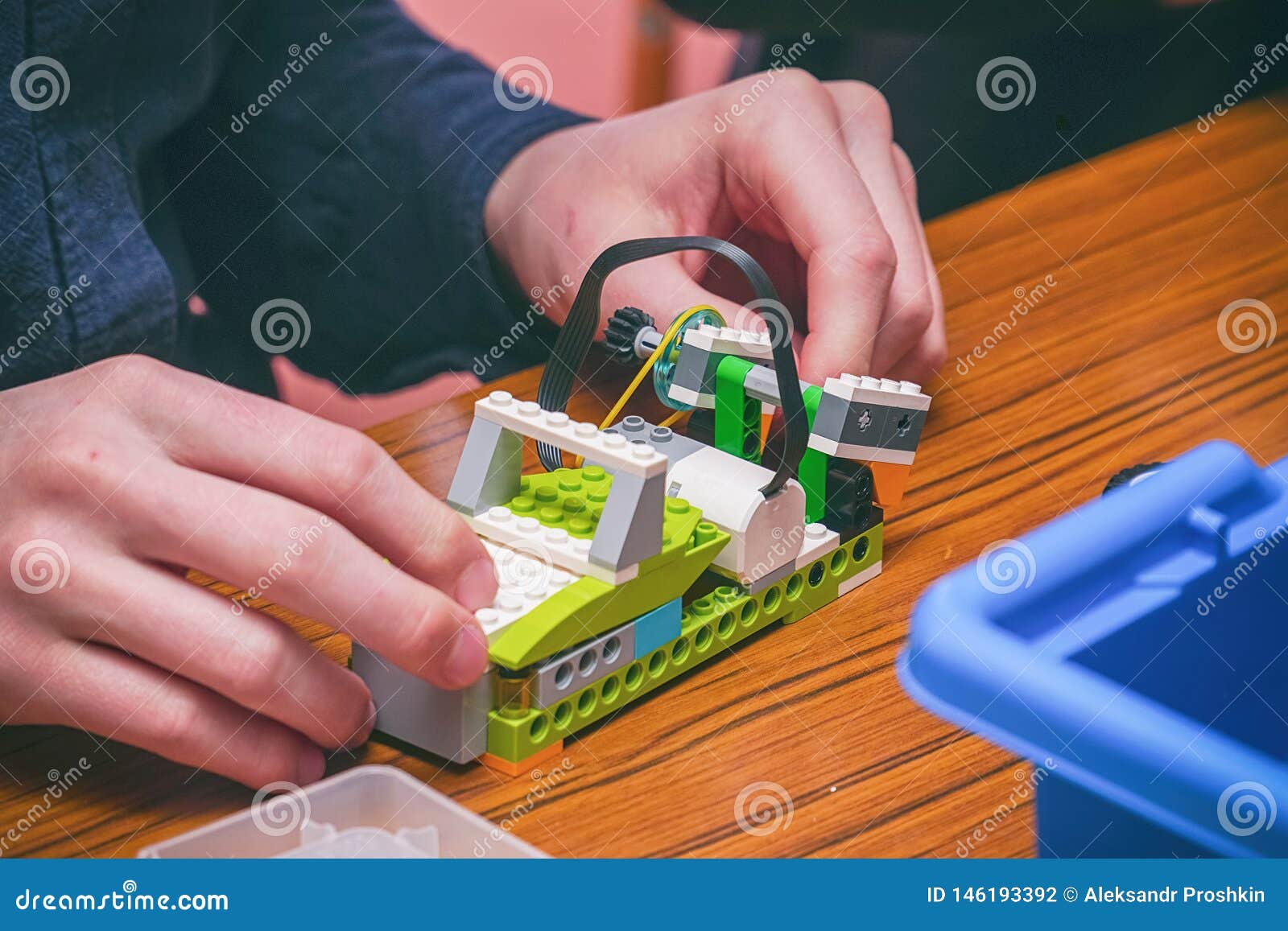 The Boy Makes a Car Model from the Details of Children S Designer Stock ...