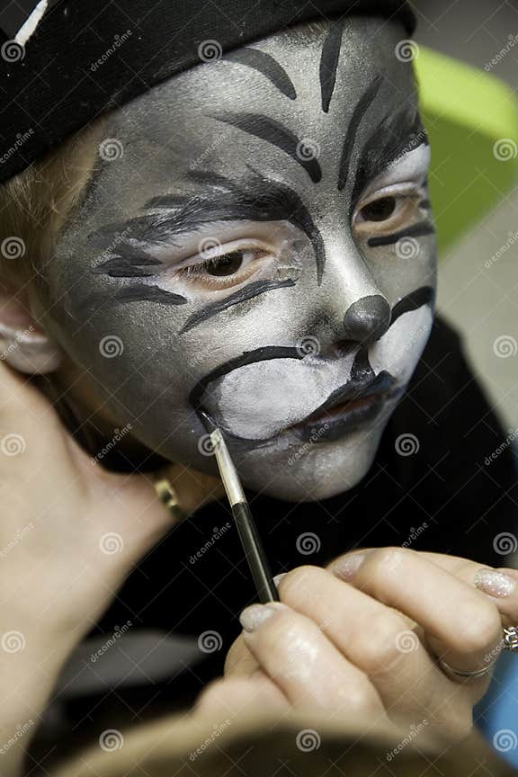 The Boy Makes a Children S Make-up Stock Image - Image of black, baby ...