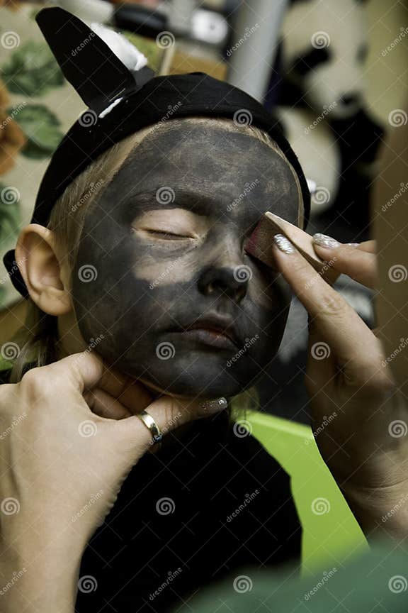 The Boy Makes a Children S Make-up Stock Image - Image of leisure ...