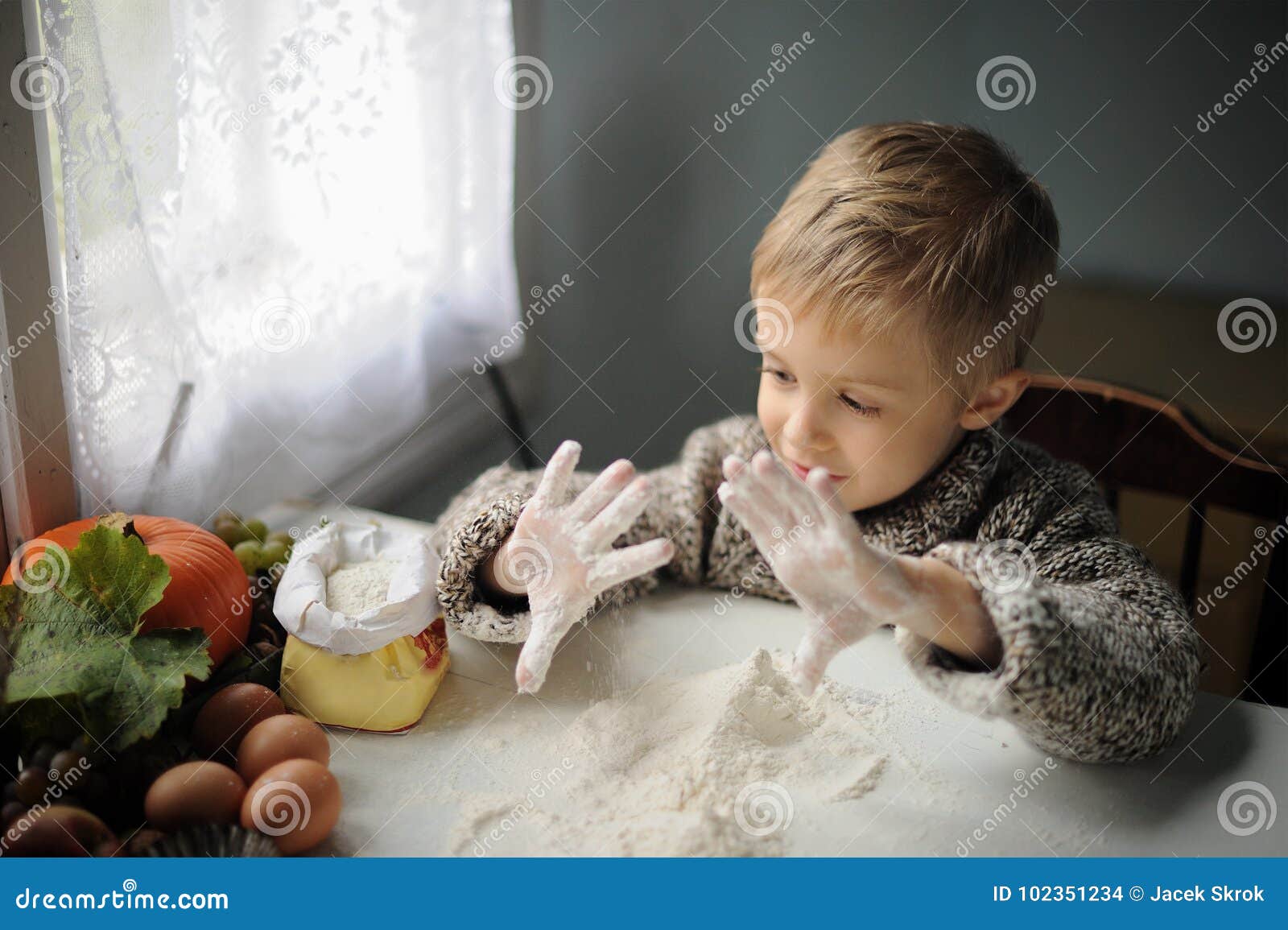 A boy in the kitchen stock photo. Image of male, happy - 102351234