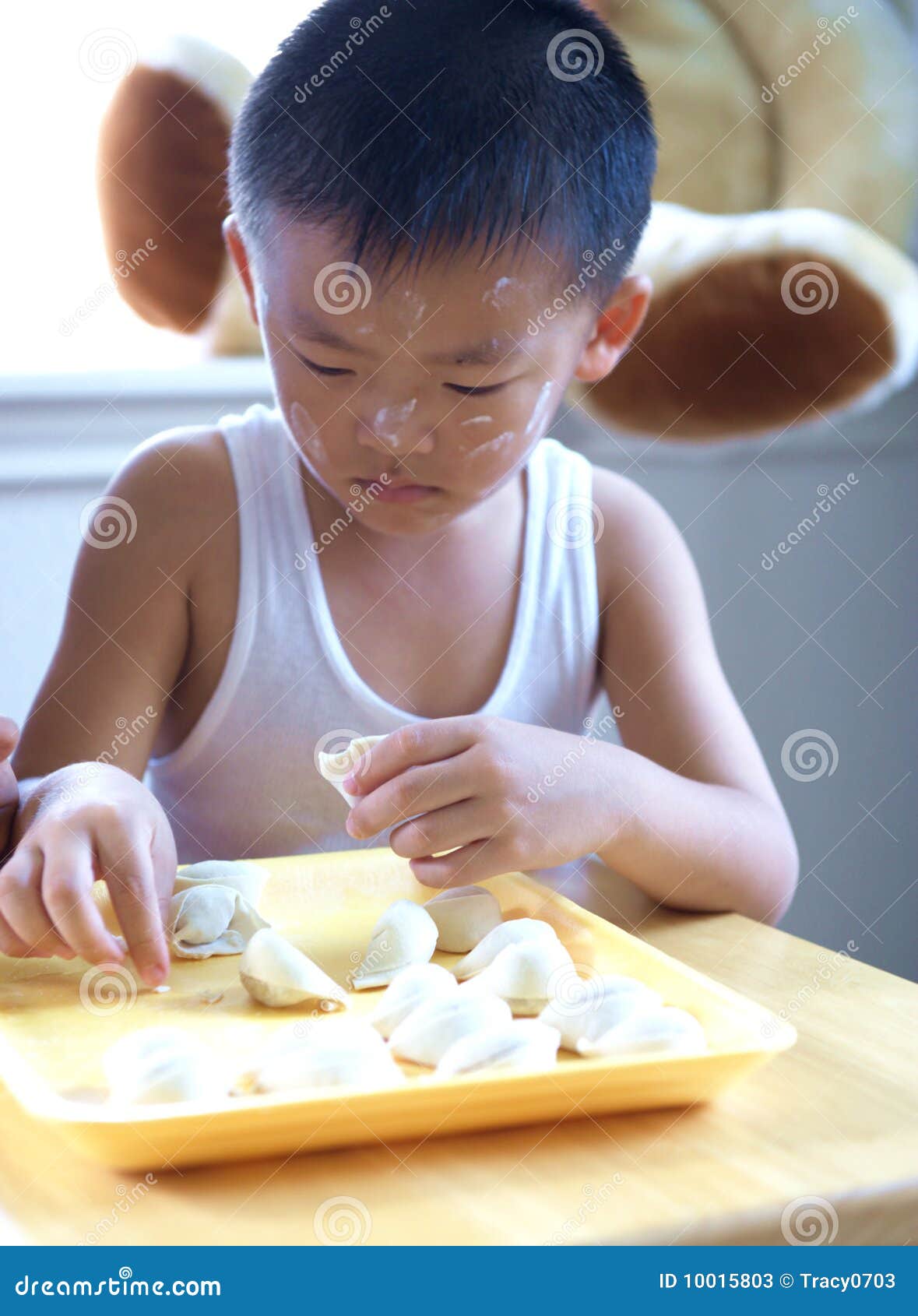 Boy making dumplings stock image. Image of chinese, help - 10015803