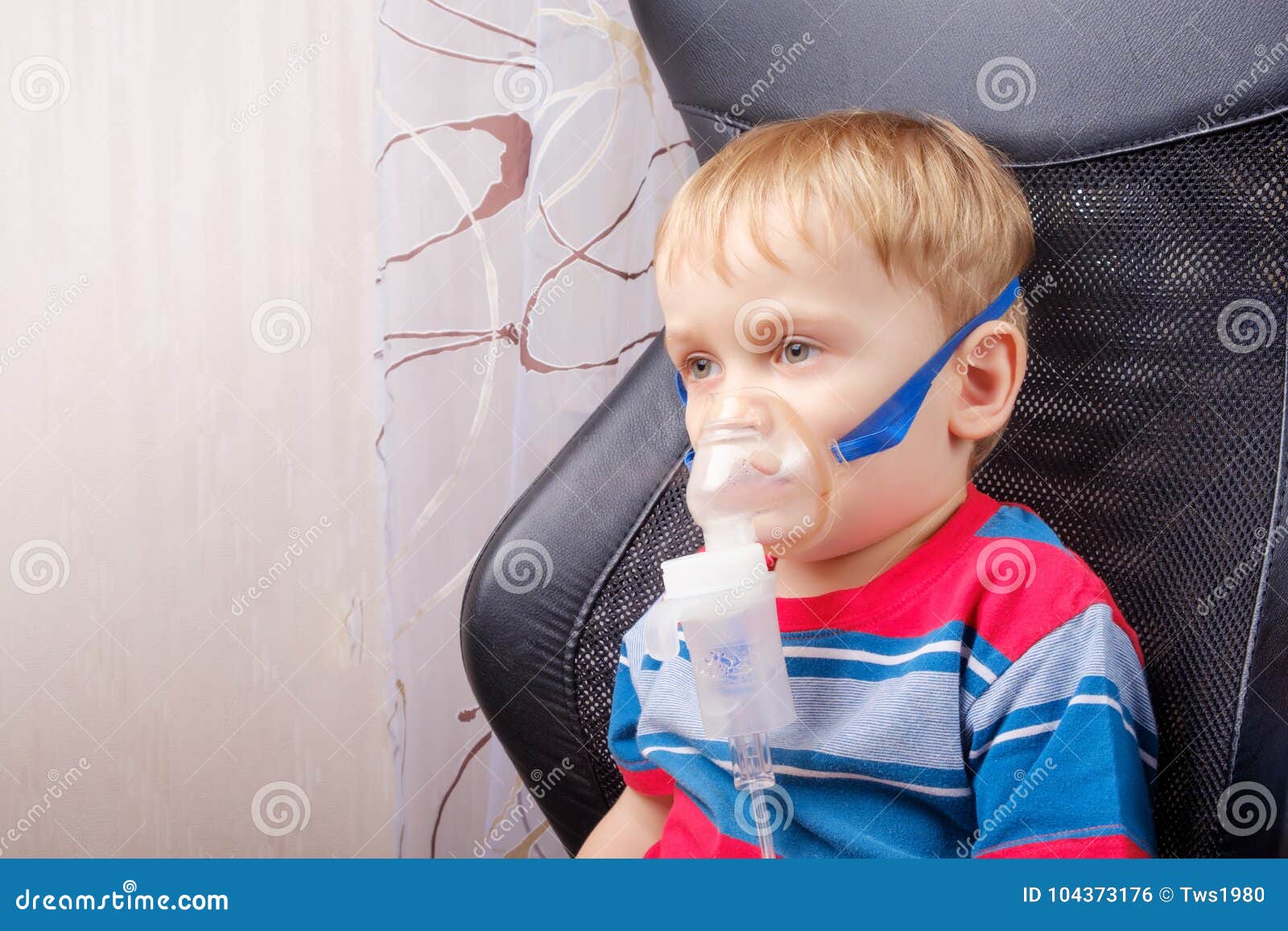 Boy Making Inhalation with a Nebulizer Stock Photo - Image of mask ...