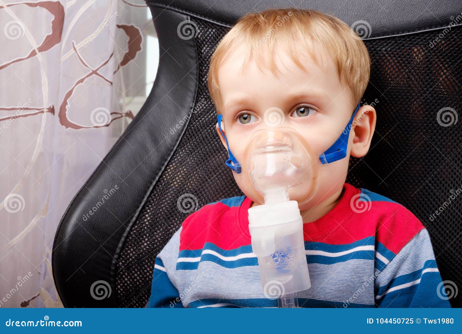 Boy Making Inhalation with a Nebulizer Stock Image - Image of asthma ...