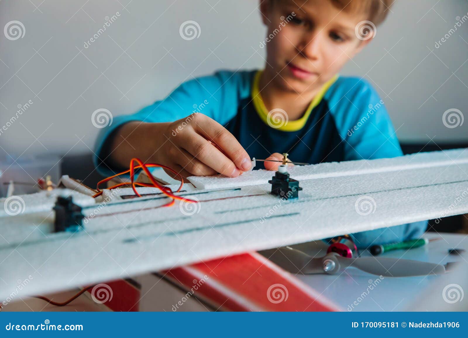 Boy Making Model of Plane, Kids Engineering Stock Image - Image of stem ...