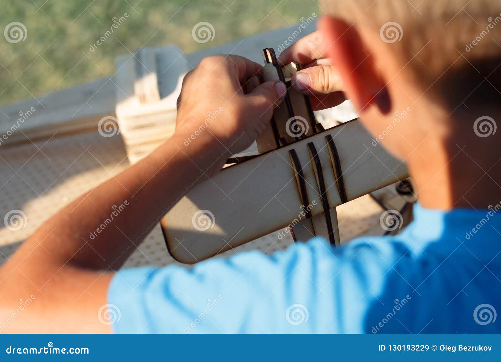 The Boy Making the Model Plane on Table Stock Image - Image of happy ...
