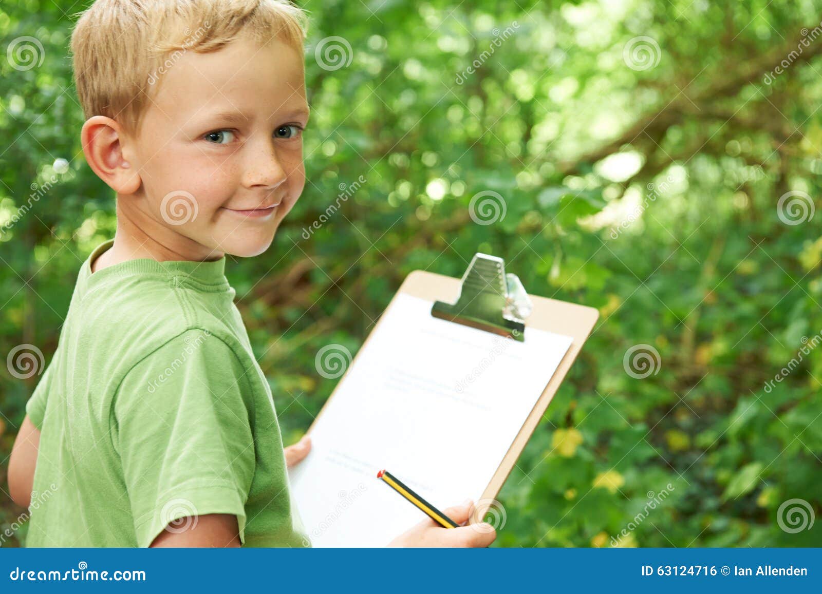 Boy Making Notes on School Nature Field Trip Stock Photo - Image of ...