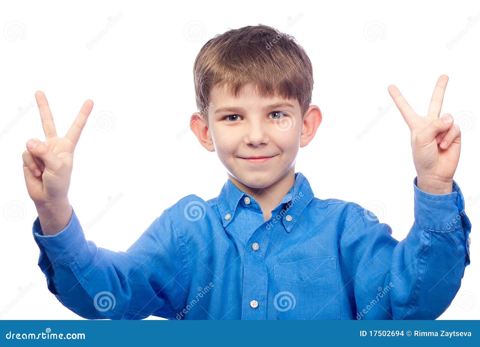 Boy Making Peace Sign stock photo. Image of caucasian - 17502694