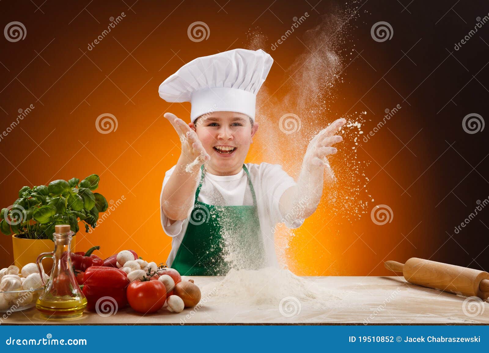 Boy making pizza dough stock photo. Image of mixing, heap - 19510852