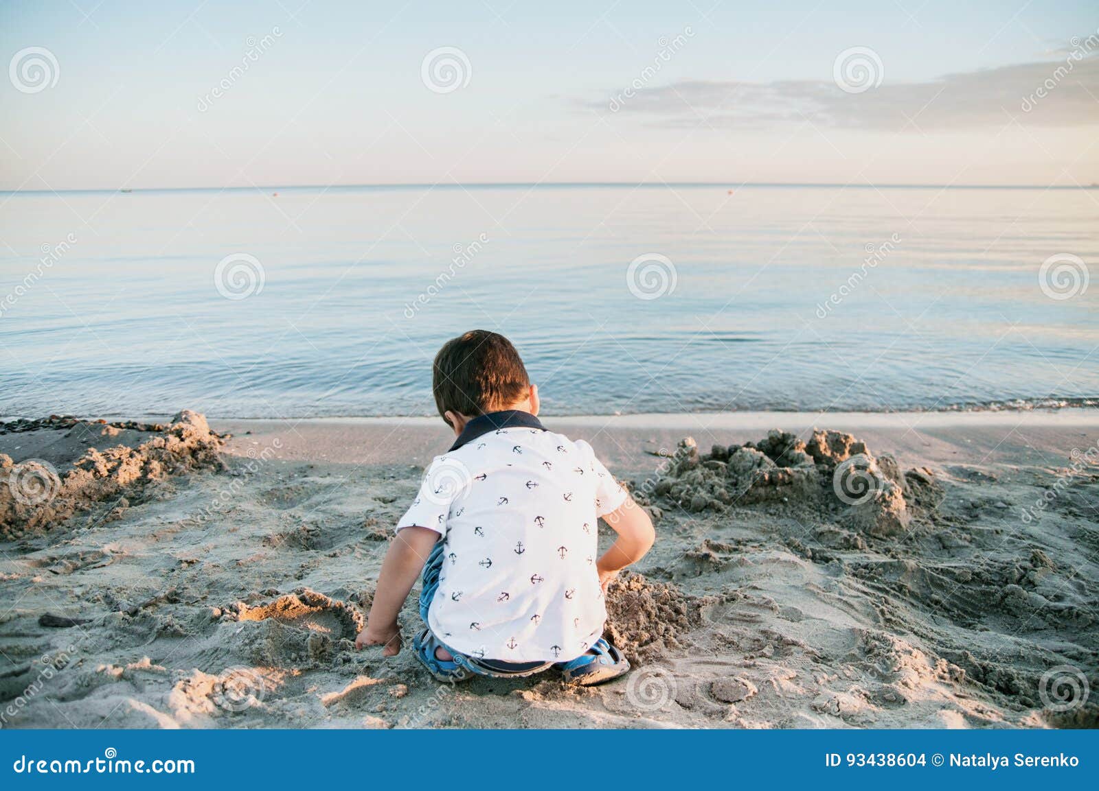 Boy Making Sandcastle on Beach Stock Photo - Image of exotic, cute ...