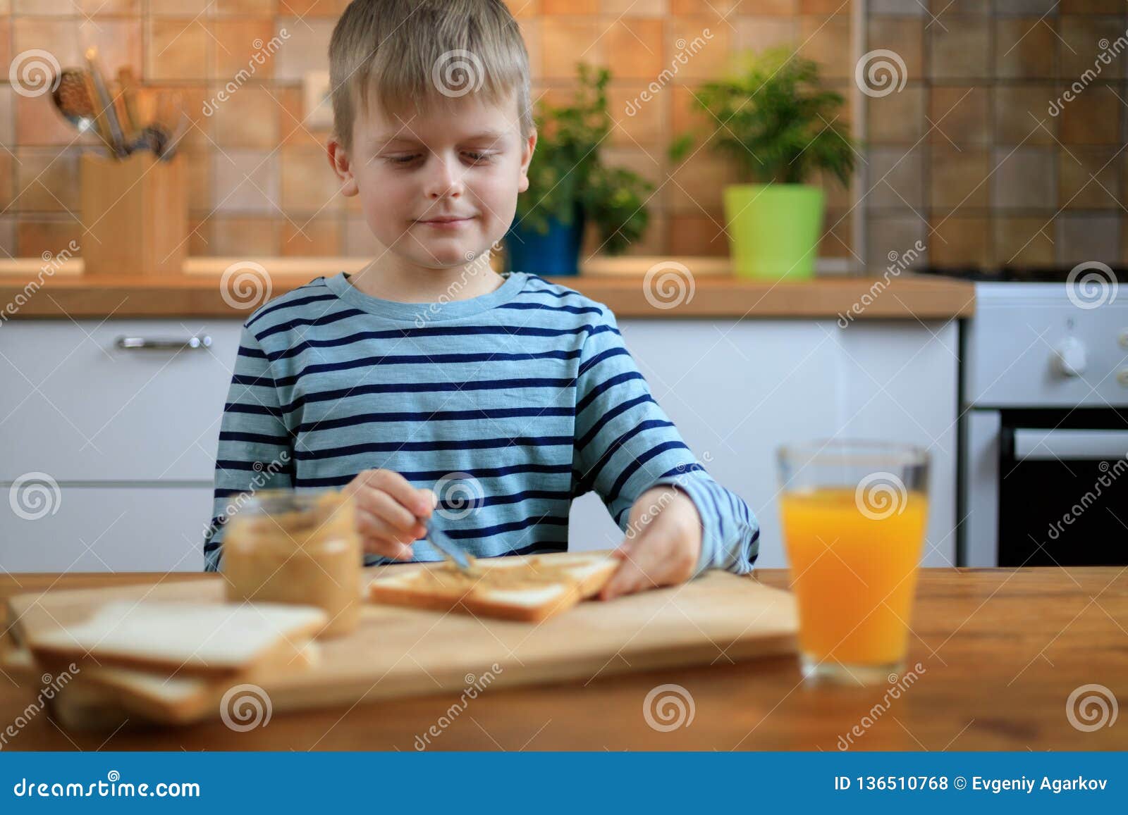 Boy Making a Sandwich with Peanut Butter on the Kitchen Stock Photo ... Boy Making a Sandwich with Peanut Butter on the Kitchen Stock Photo ...