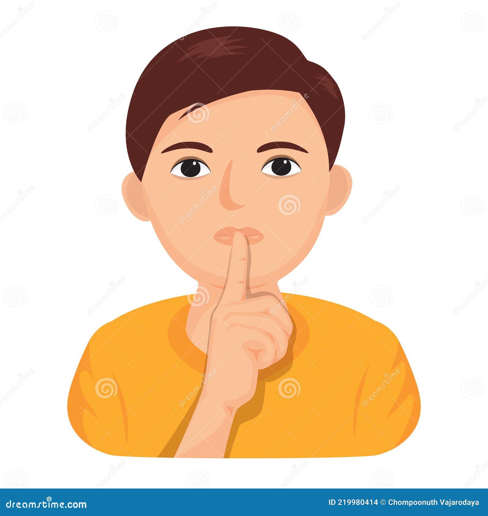 Boy Making a Shushing with Finger on Lips Stock Vector - Illustration ...