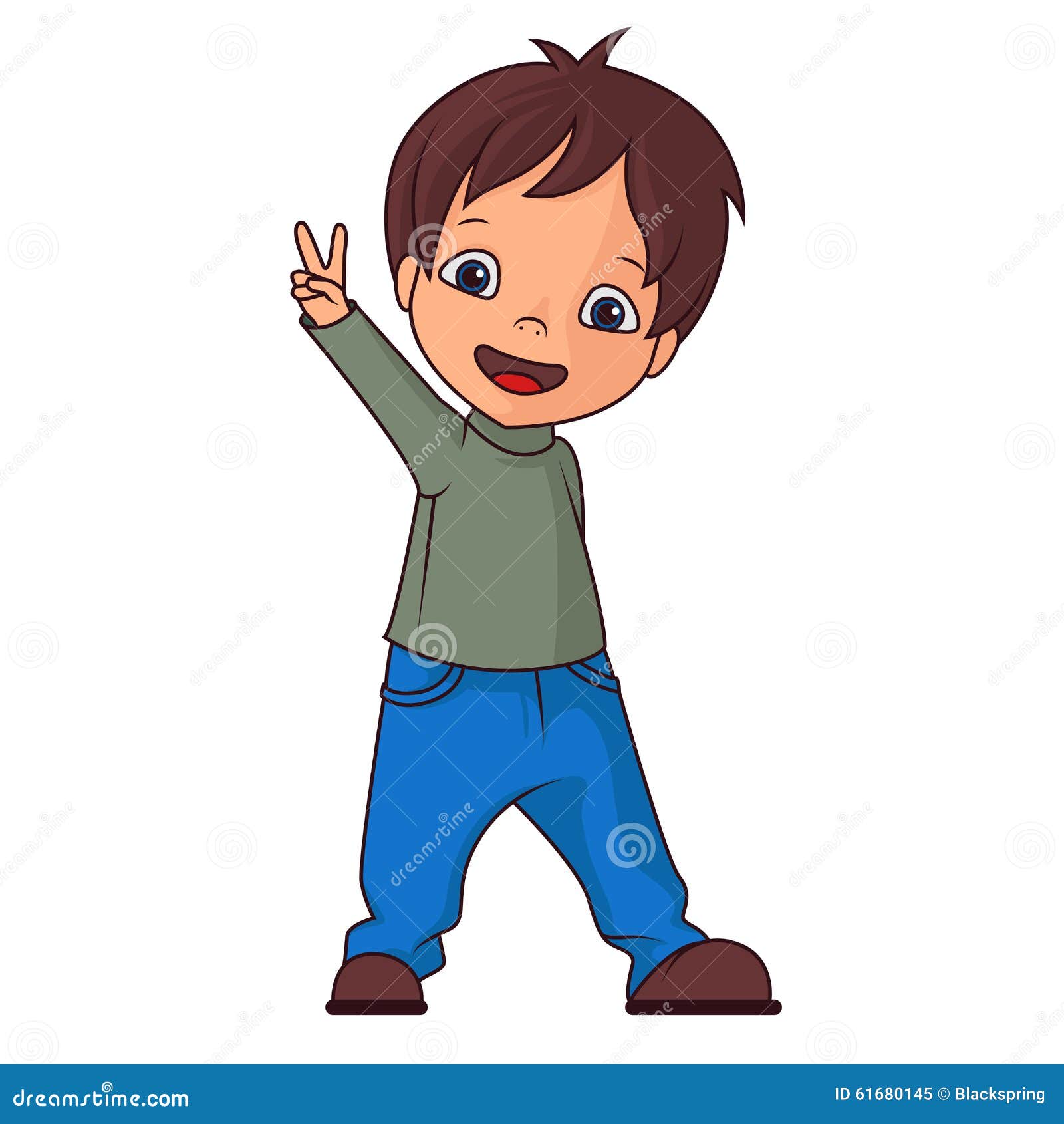 Boy making victory sign stock vector. Illustration of happiness - 61680145