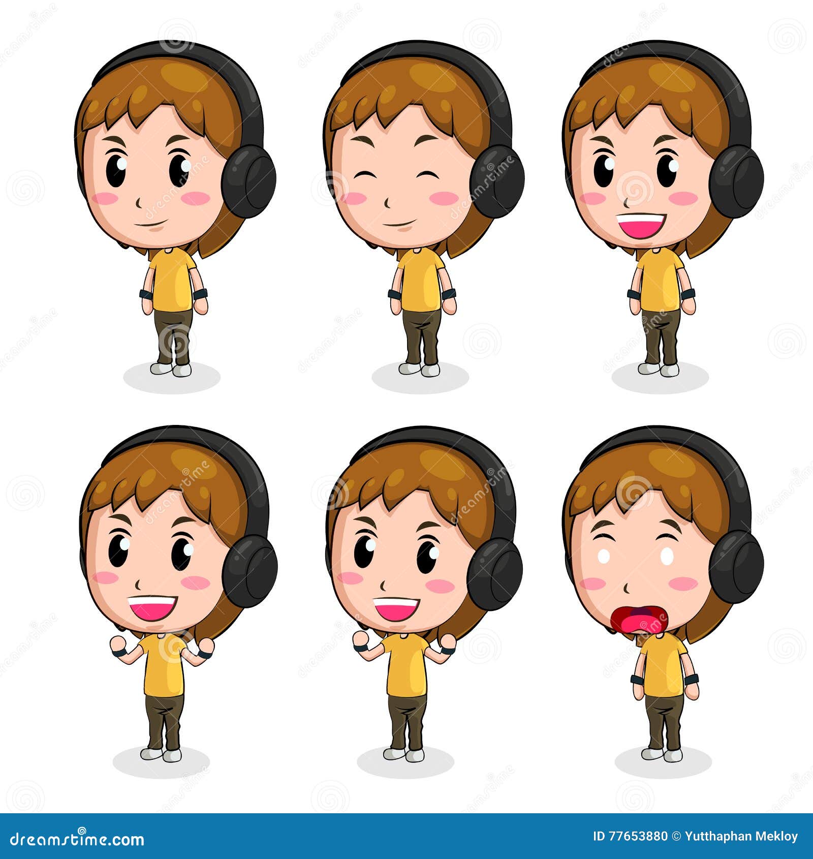 Boy in many actions. stock illustration. Illustration of teenager ...