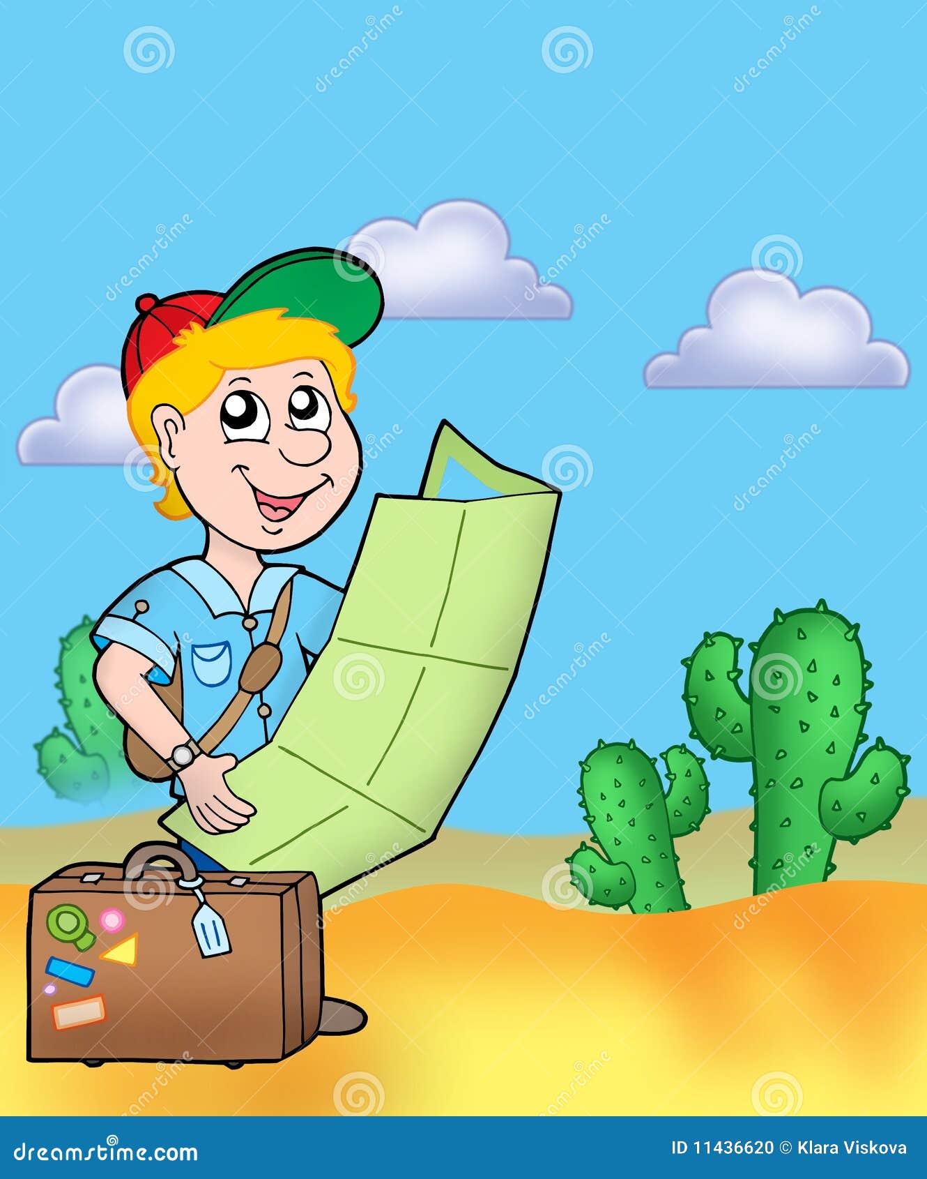 Boy with map outdoor stock illustration. Illustration of lifestyle ...