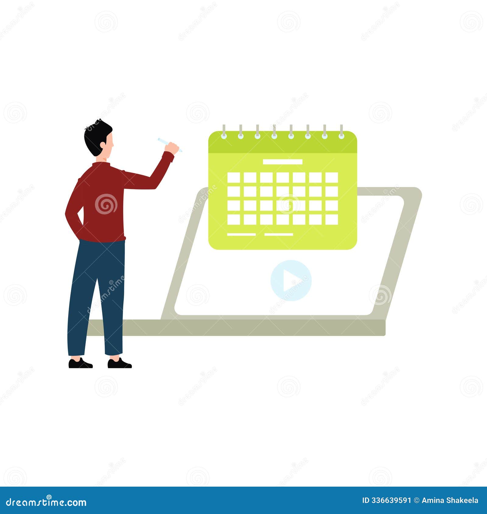 The Boy is Marking Reminders on Calendar Stock Illustration ...