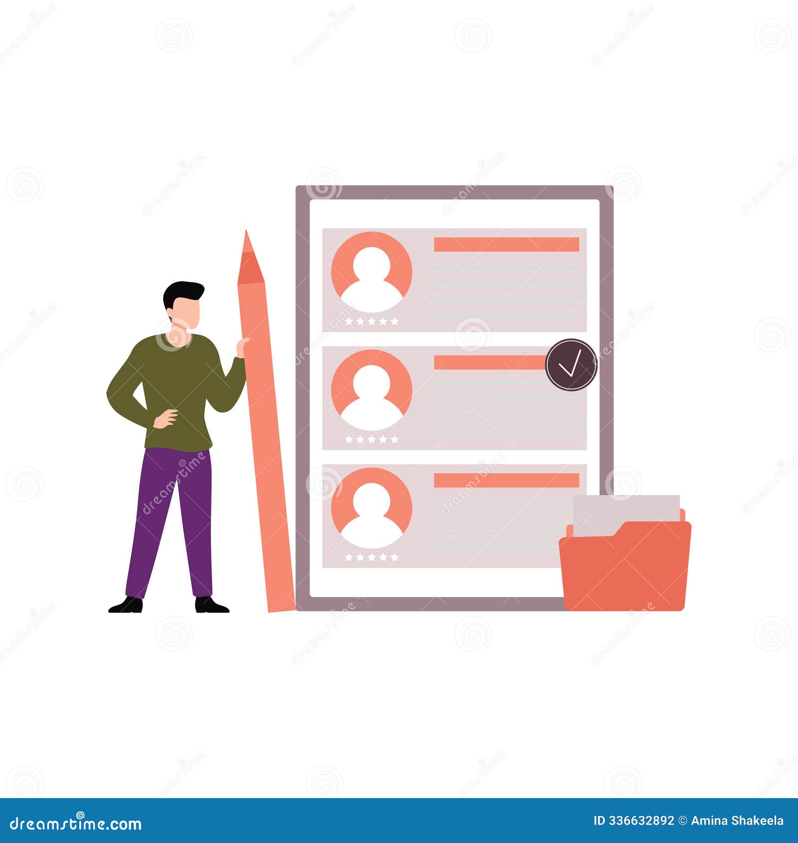 The Boy is Marking the Star Rating Candidates Stock Illustration ...