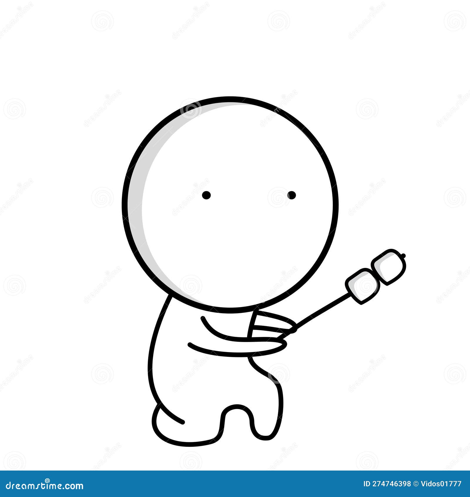 Boy with Marshmallow. the Boy is Resting in Nature and Preparing ...