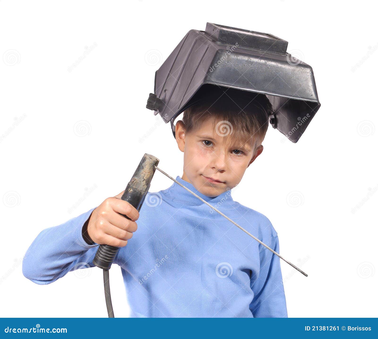 Boy in a Mask with Electric Welding Stock Image - Image of manual ...