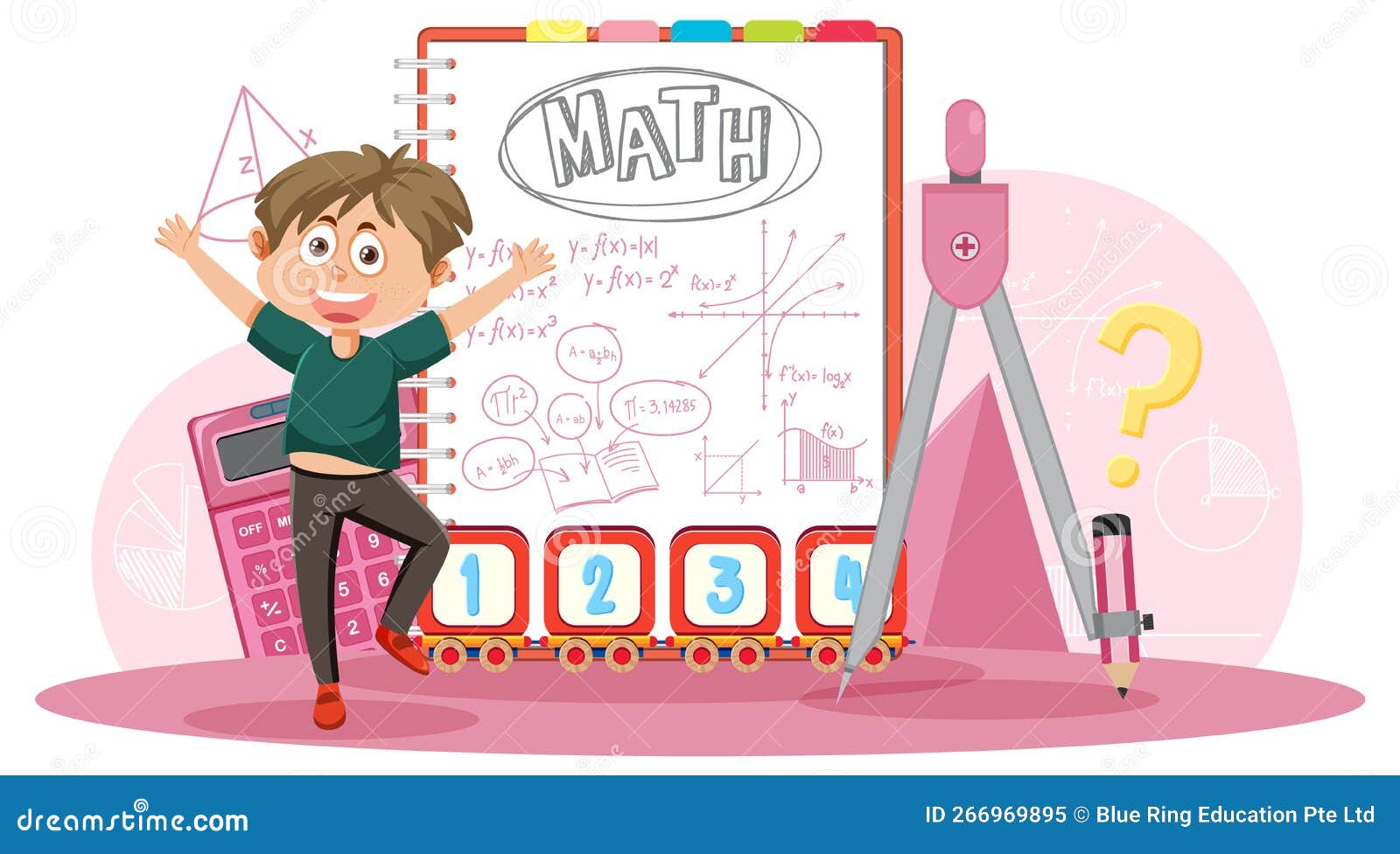 Boy with Math Equation Banner Stock Vector - Illustration of learn ...