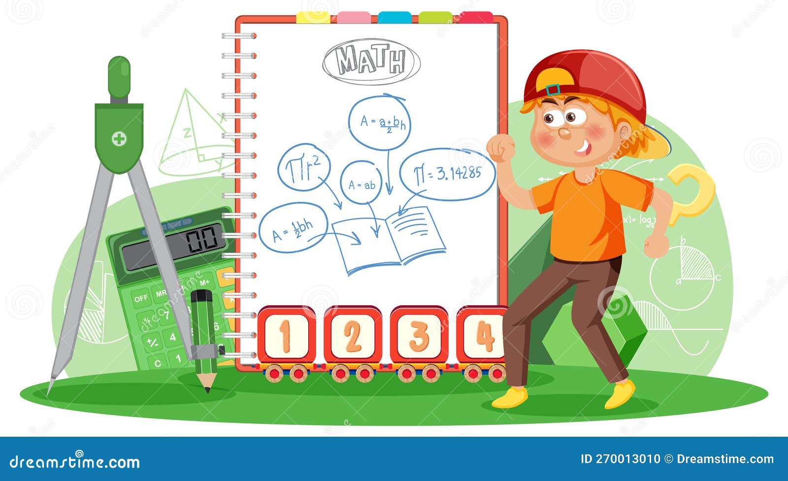 Boy with Math Equation Banner Stock Vector - Illustration of note ...