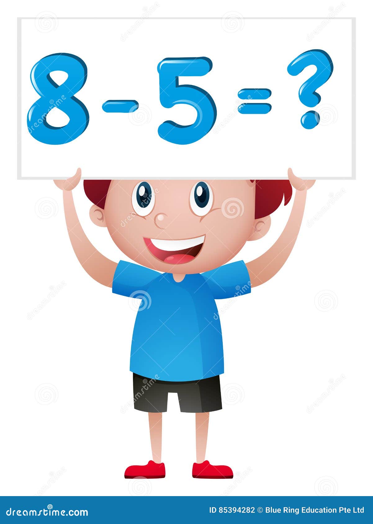 Boy with math problem sign stock vector. Illustration of clipart - 85394282