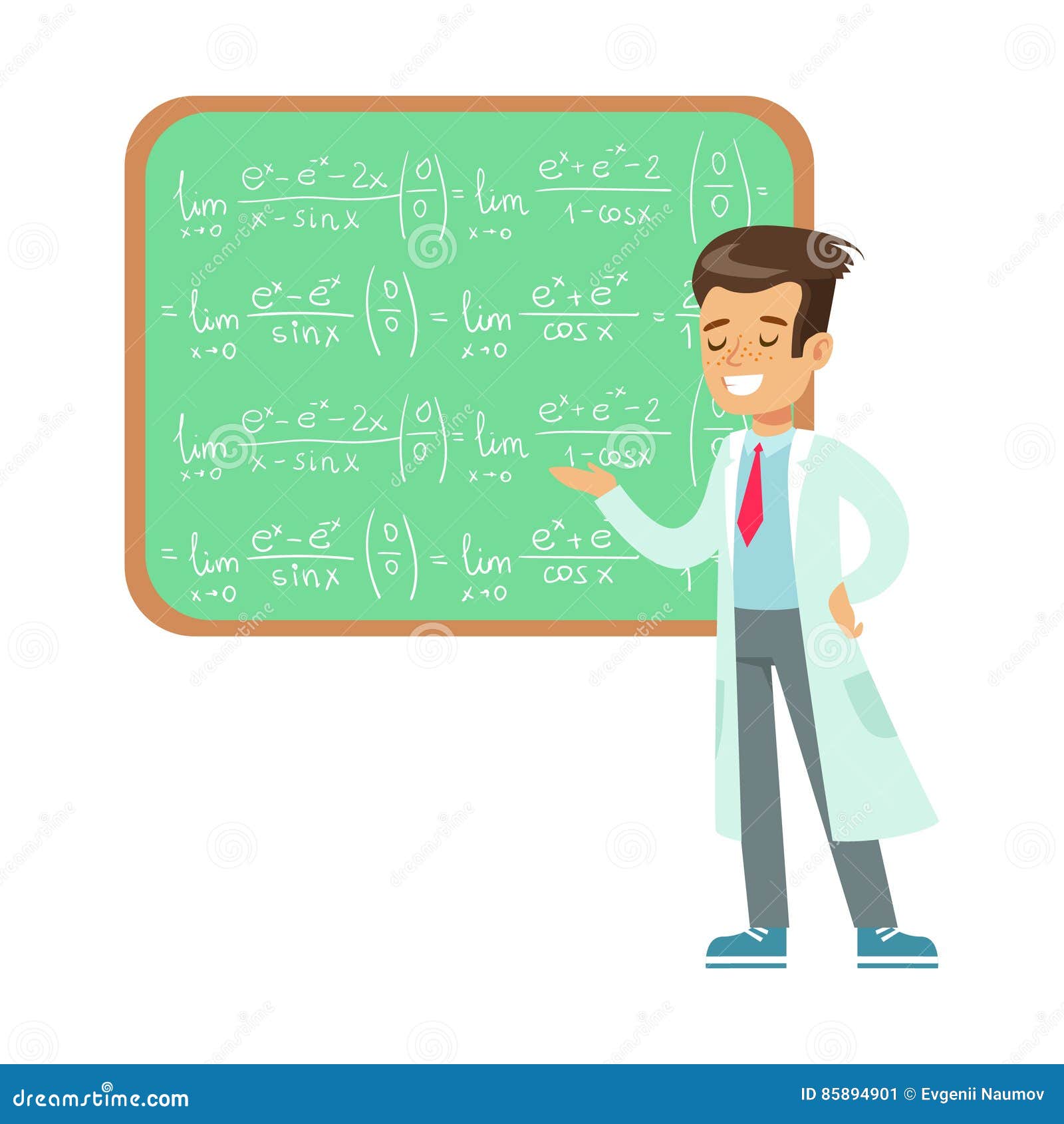 Boy Mathematician Writing Formulas On Blackboard, Kid Doing Science ...