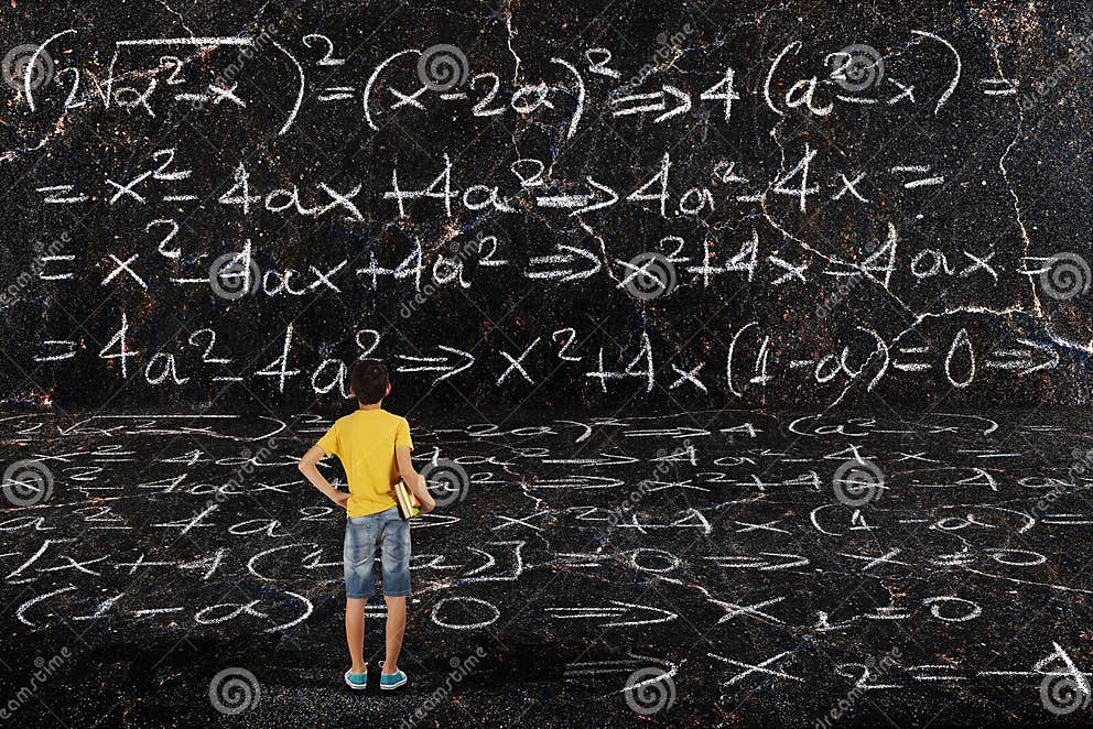 Boy and maths stock image. Image of hard, concept, board - 60188671