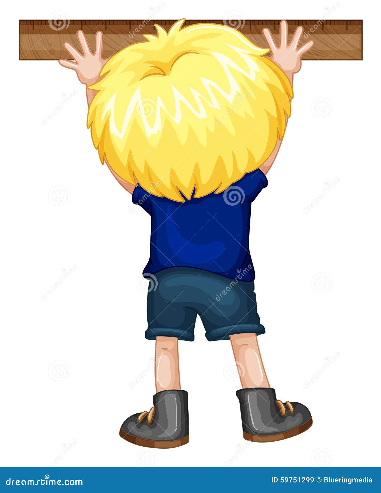 Boy measuring with ruler stock vector. Illustration of measuring - 59751299