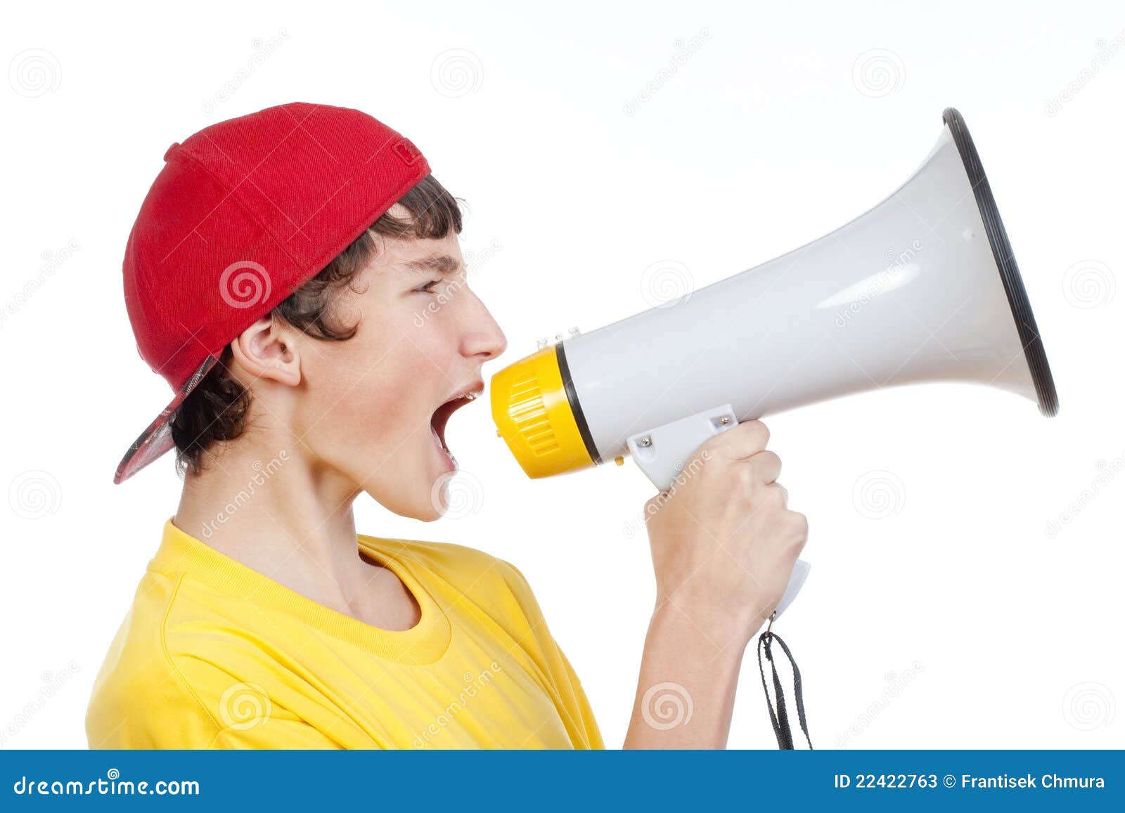 Boy with megaphone stock image. Image of megaphone, people - 22422763