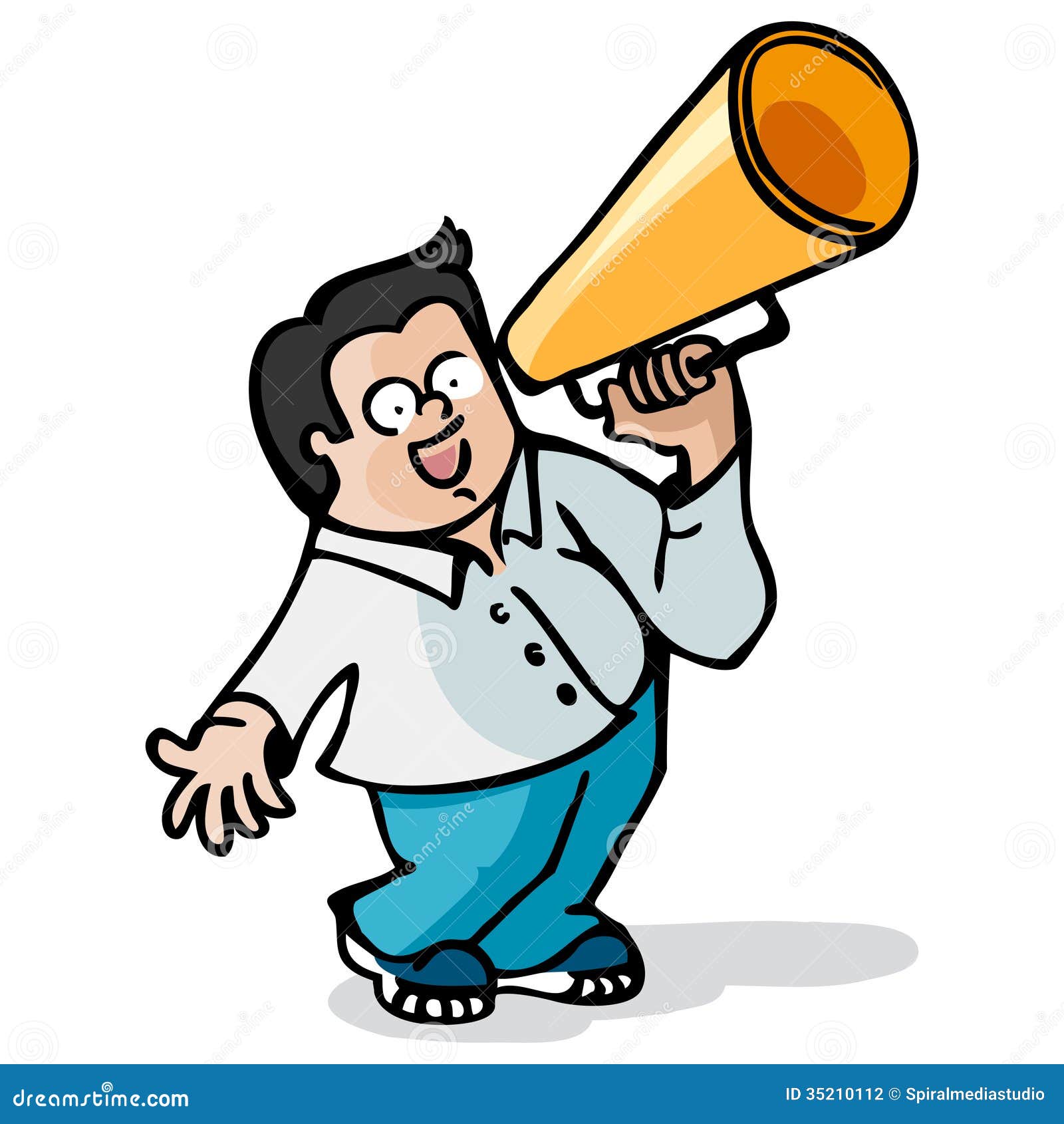 Boy and megaphone stock vector. Illustration of happy - 35210112