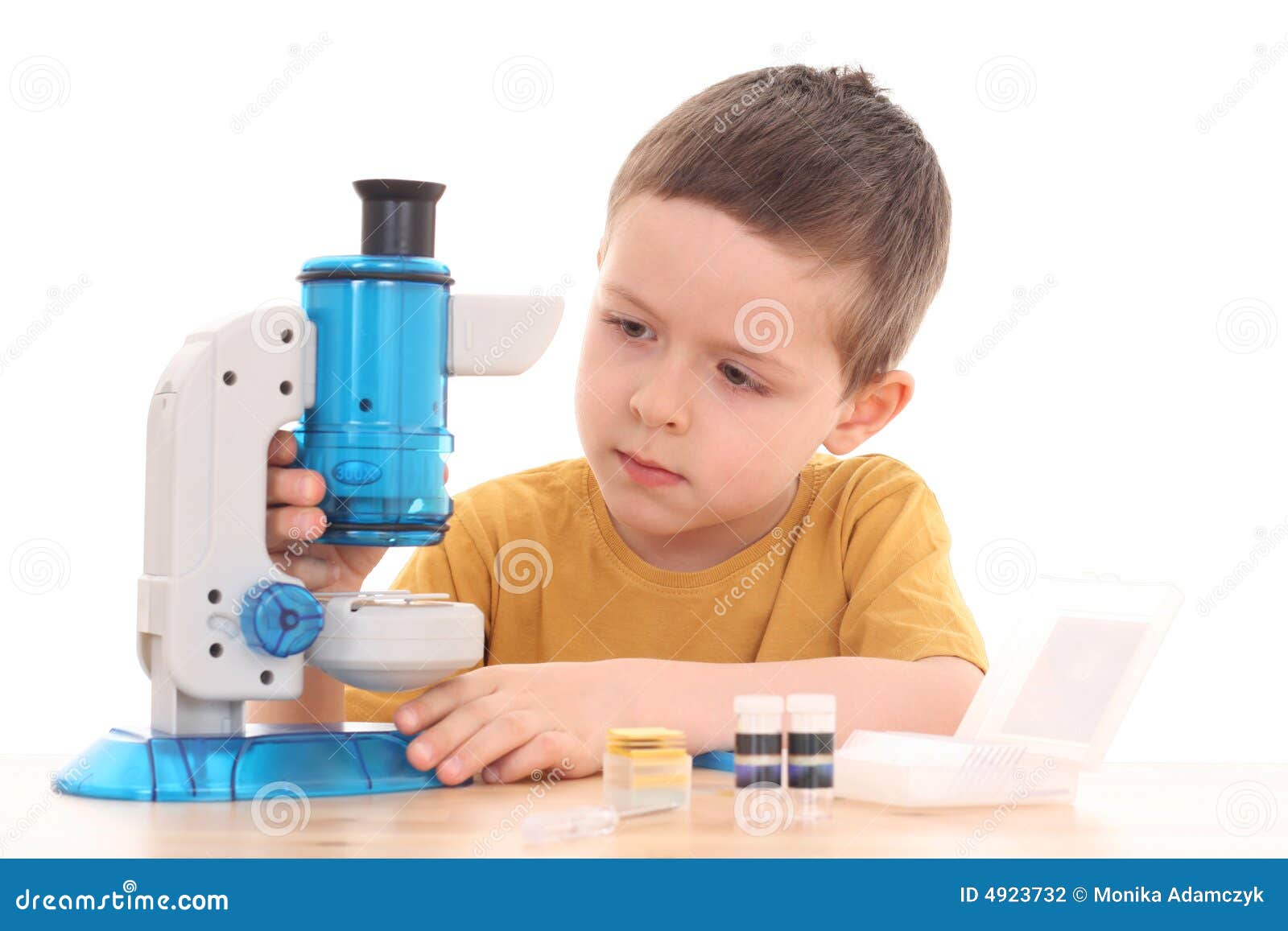 Boy with microscope stock photo. Image of scientist, chemistry - 4923732