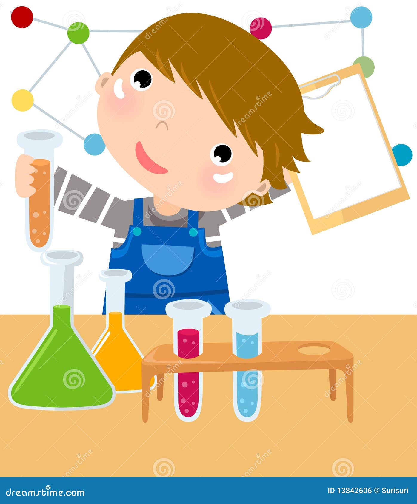 Boy Mixes Chemicals in a Lab. Stock Vector - Illustration of child ...