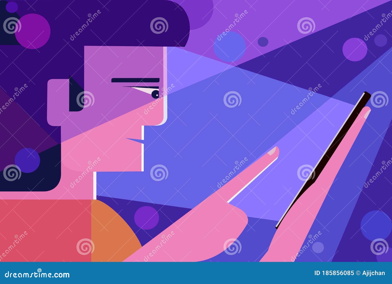Young Man Looking at a Mobile Phone Stock Vector - Illustration of ...