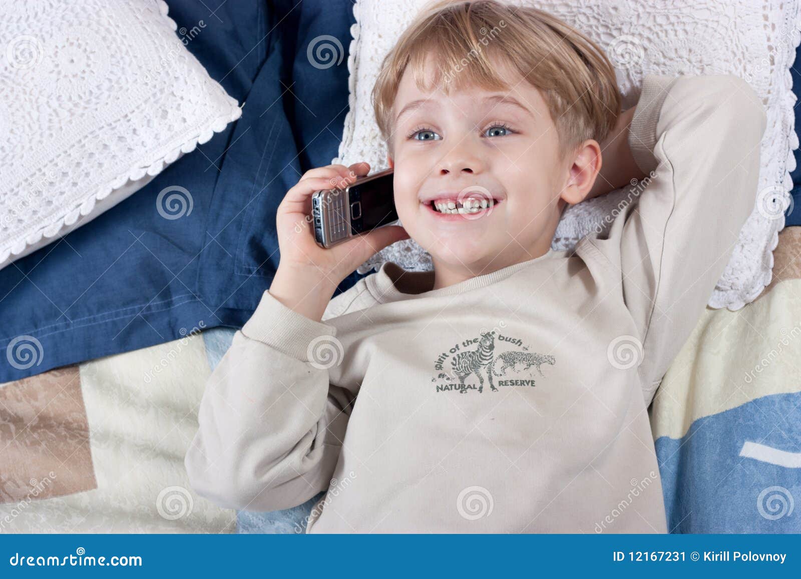 Boy with mobile phone stock image. Image of child, adorable - 12167231