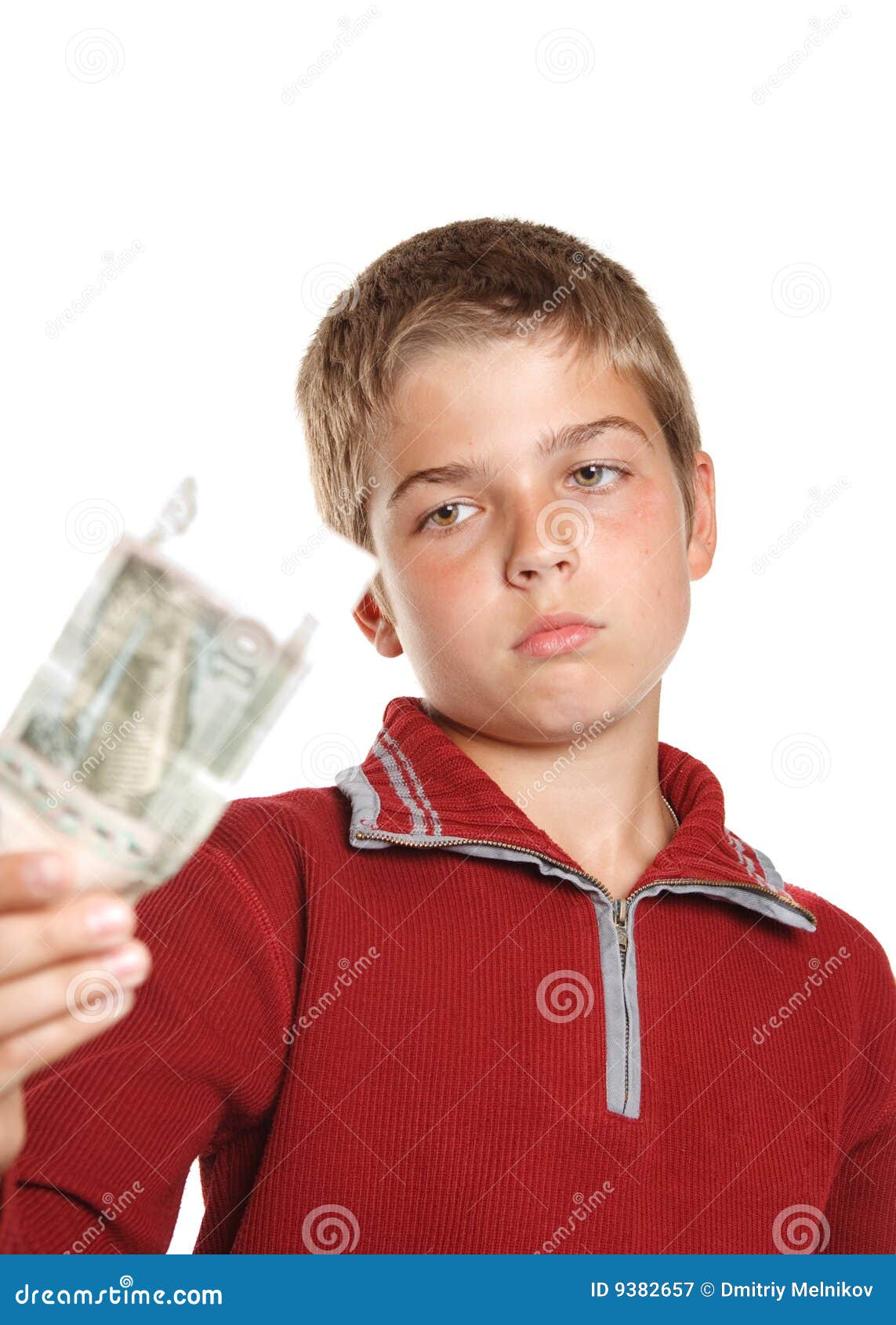Boy with money stock image. Image of adolescent, bill - 9382657
