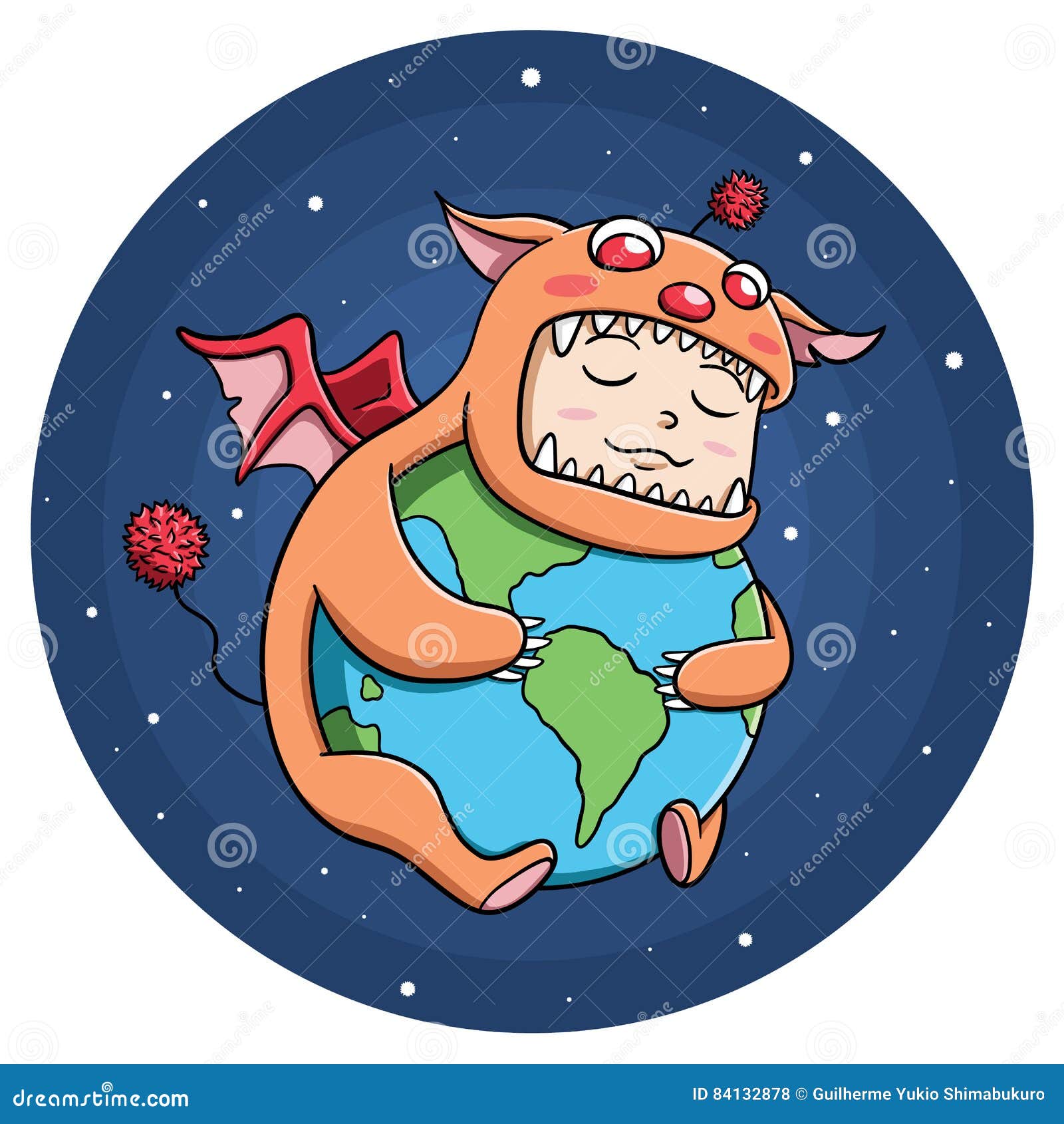 Boy in Monster Costume Hugging the World Stock Vector - Illustration of ...