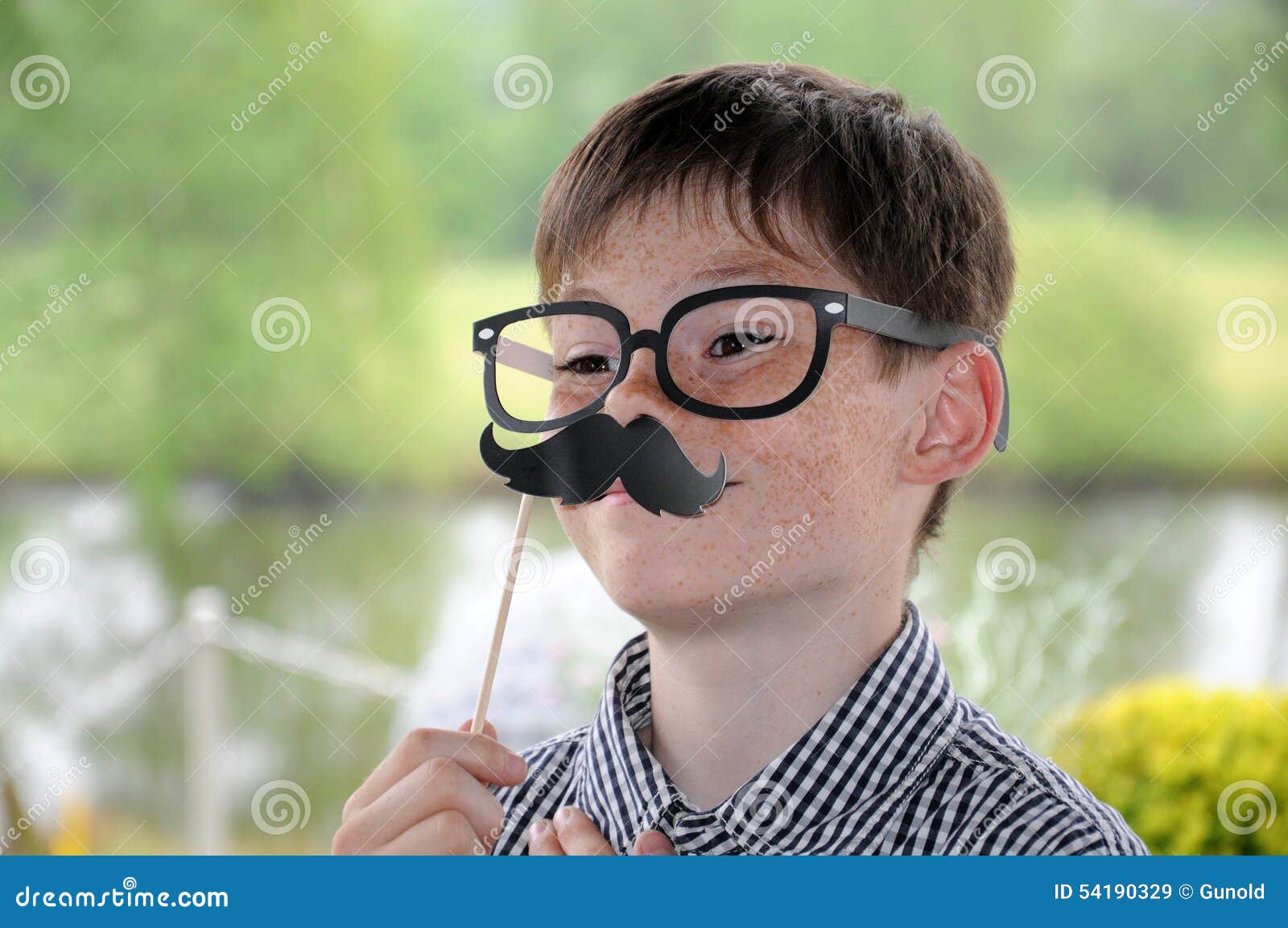 Boy with moustache stock image. Image of freckles, little - 54190329