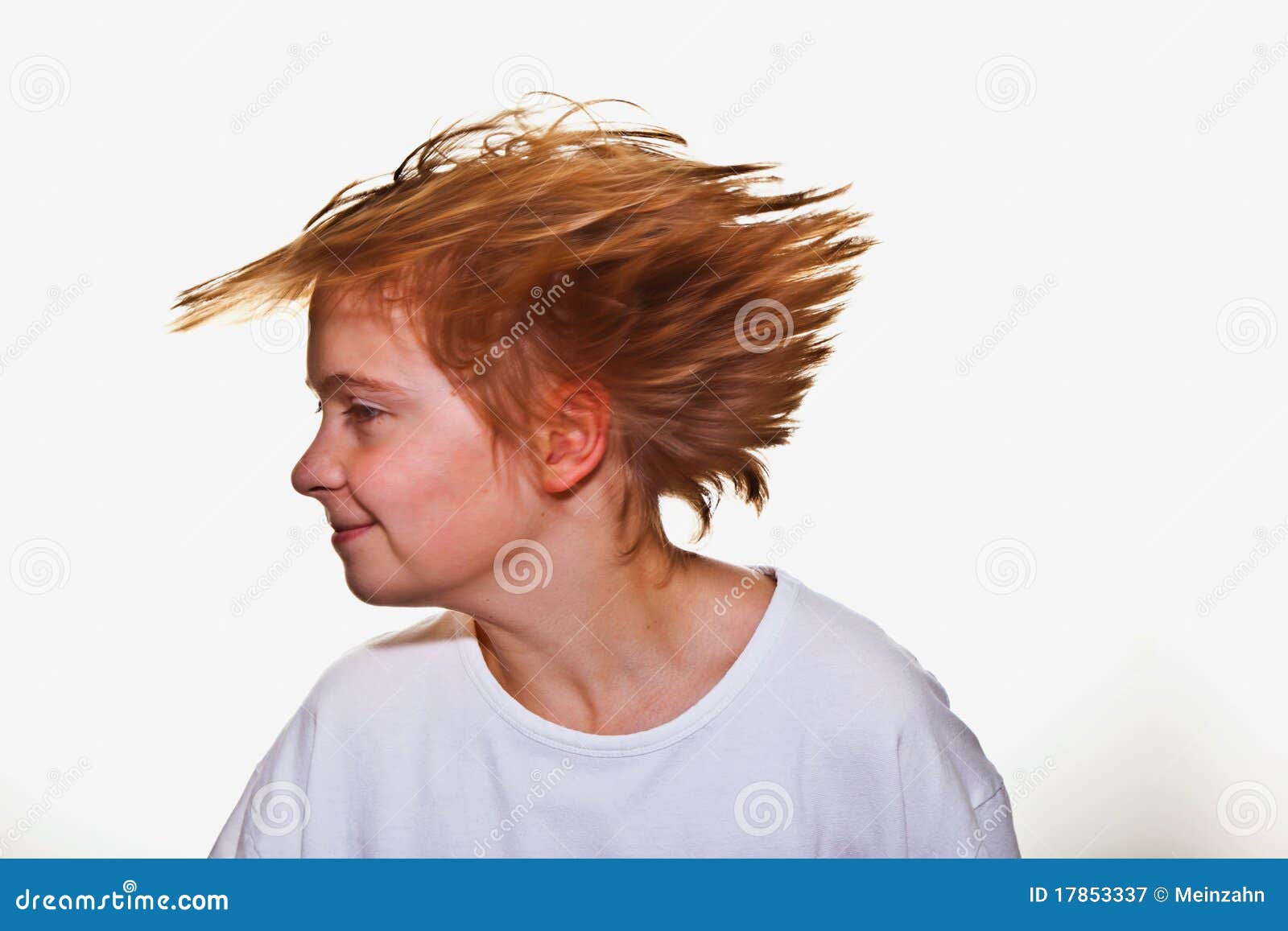 Boy is Moving His Head and Hairs are Flying Stock Image - Image of ...