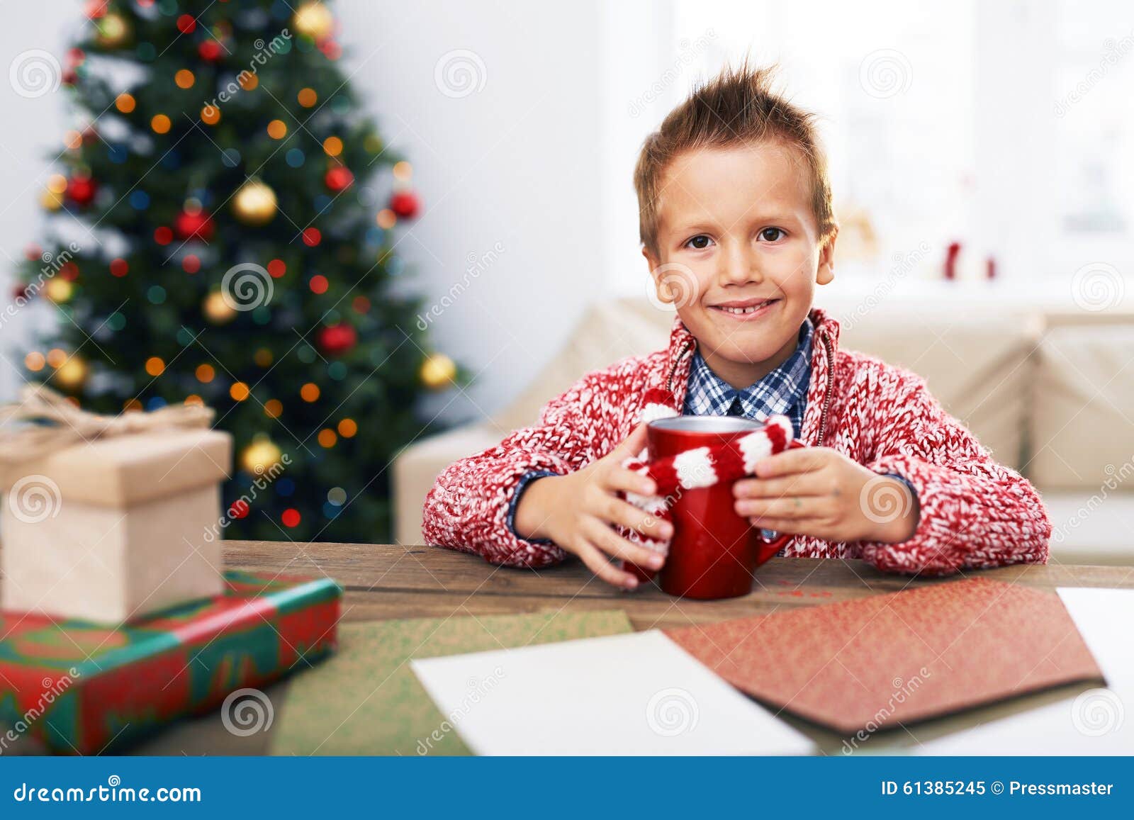 Boy with mug stock image. Image of child, smile, adorable - 61385245