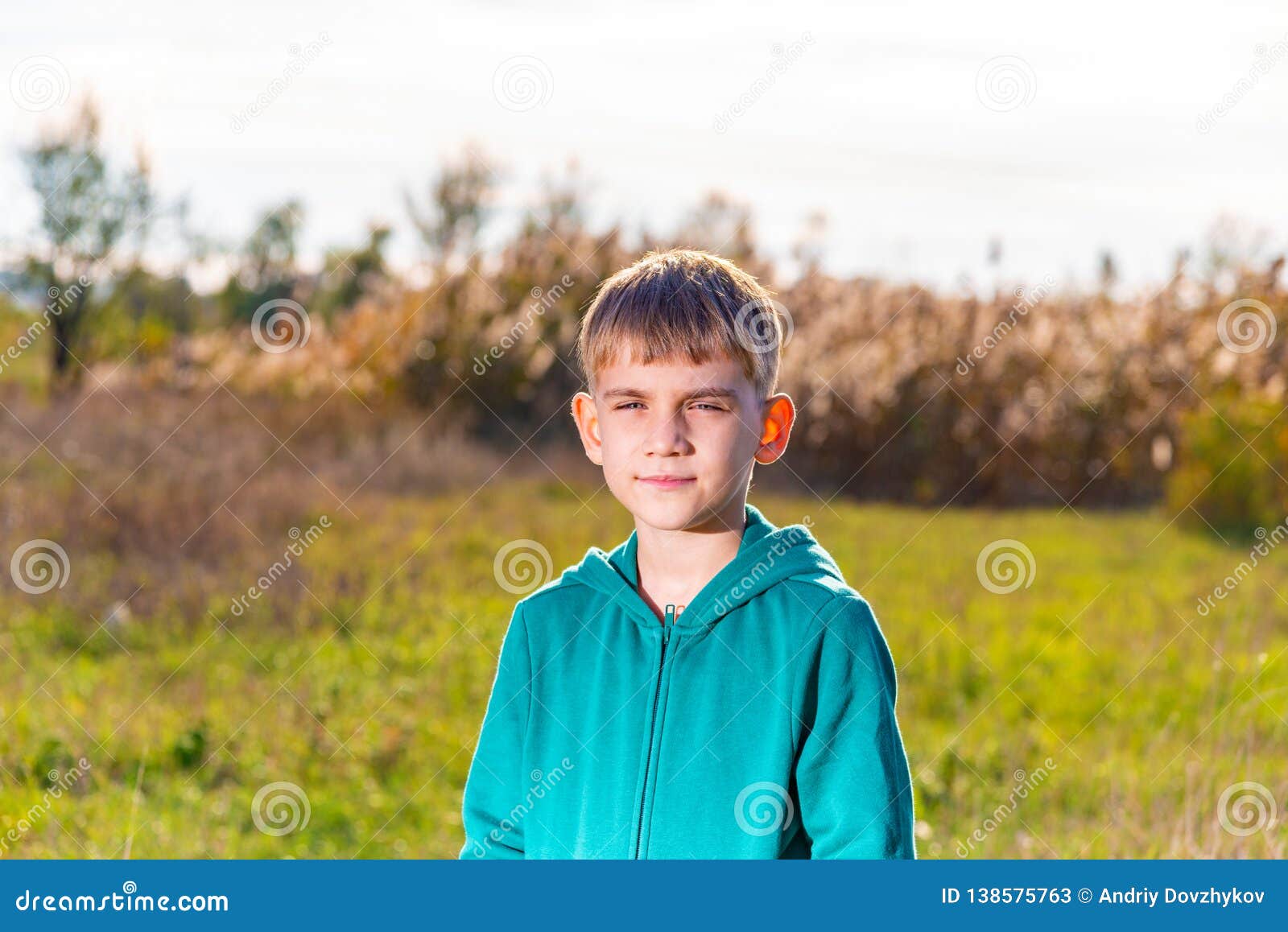 A Boy in Nature Poses for the Camera Stock Image - Image of caucasian ...