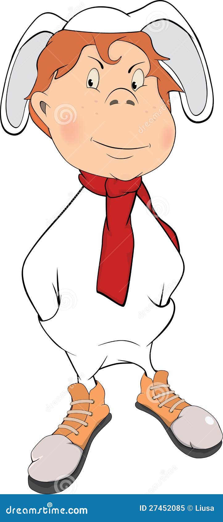 The Boy in a New Year S Suit of a Rabbit. Cartoon Stock Vector ...