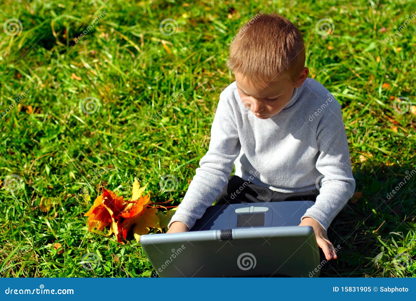 Boy with notebook stock image. Image of concentrated - 15831905
